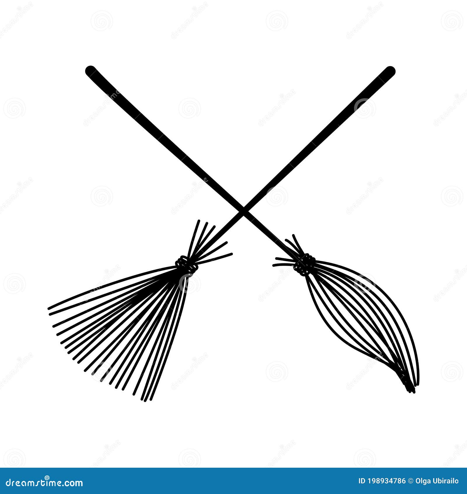 Hand Drawn Doodle Magic Broom. Halloween Icon. Vector Illustration ...