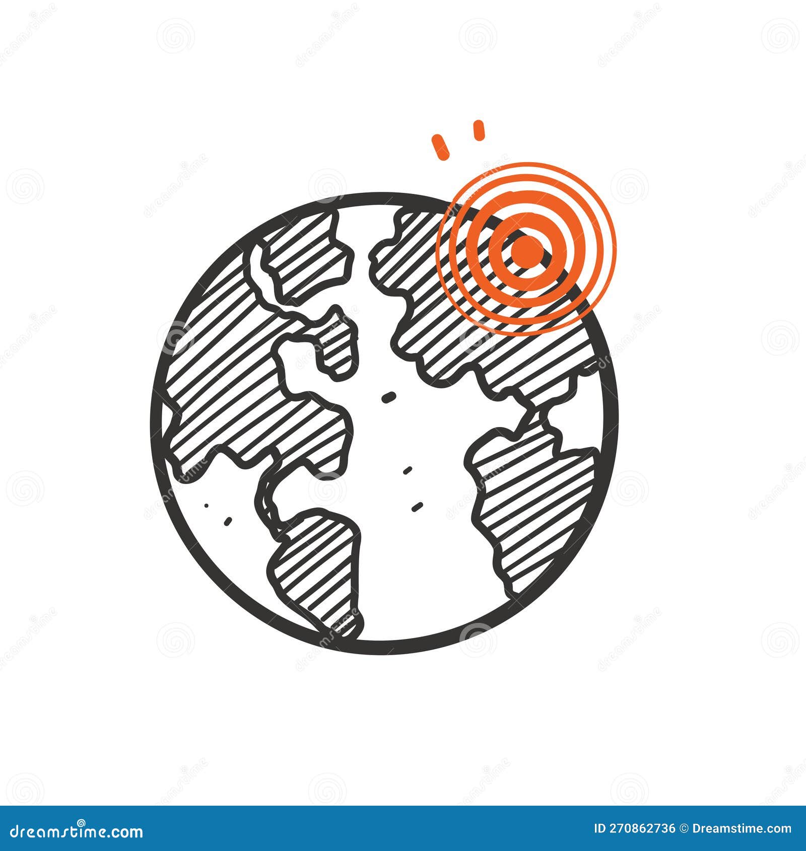 Hand Drawn Doodle Map Magnitude Earthquake Icon Illustration Vector ...