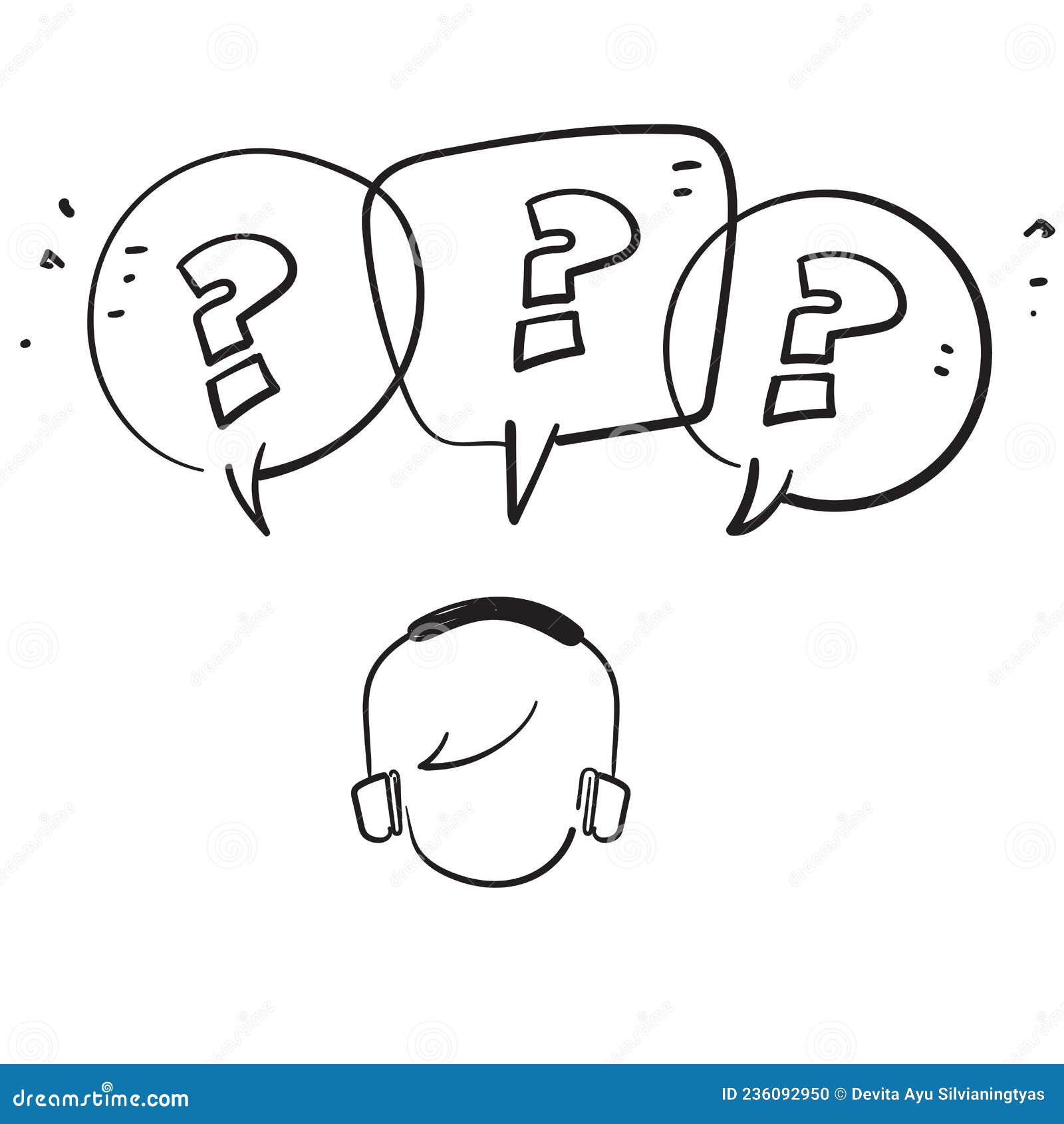 Hand Drawn Doodle Message Box with Question Mark Icon Stock Vector ...