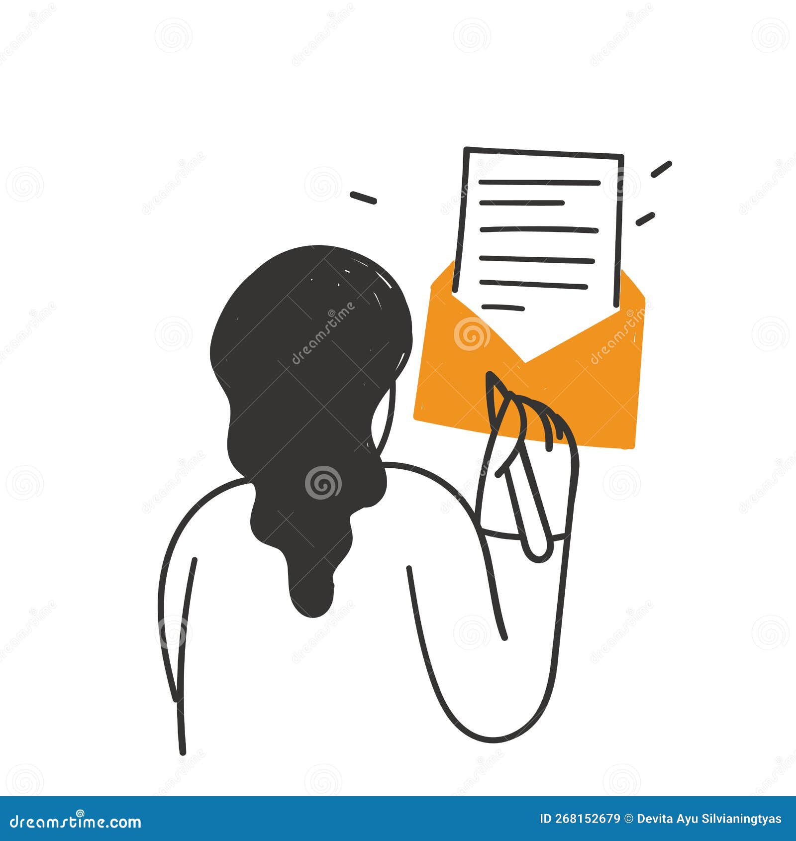 Hand Drawn Doodle Message Writing on Envelope Icon Illustration Vector ...