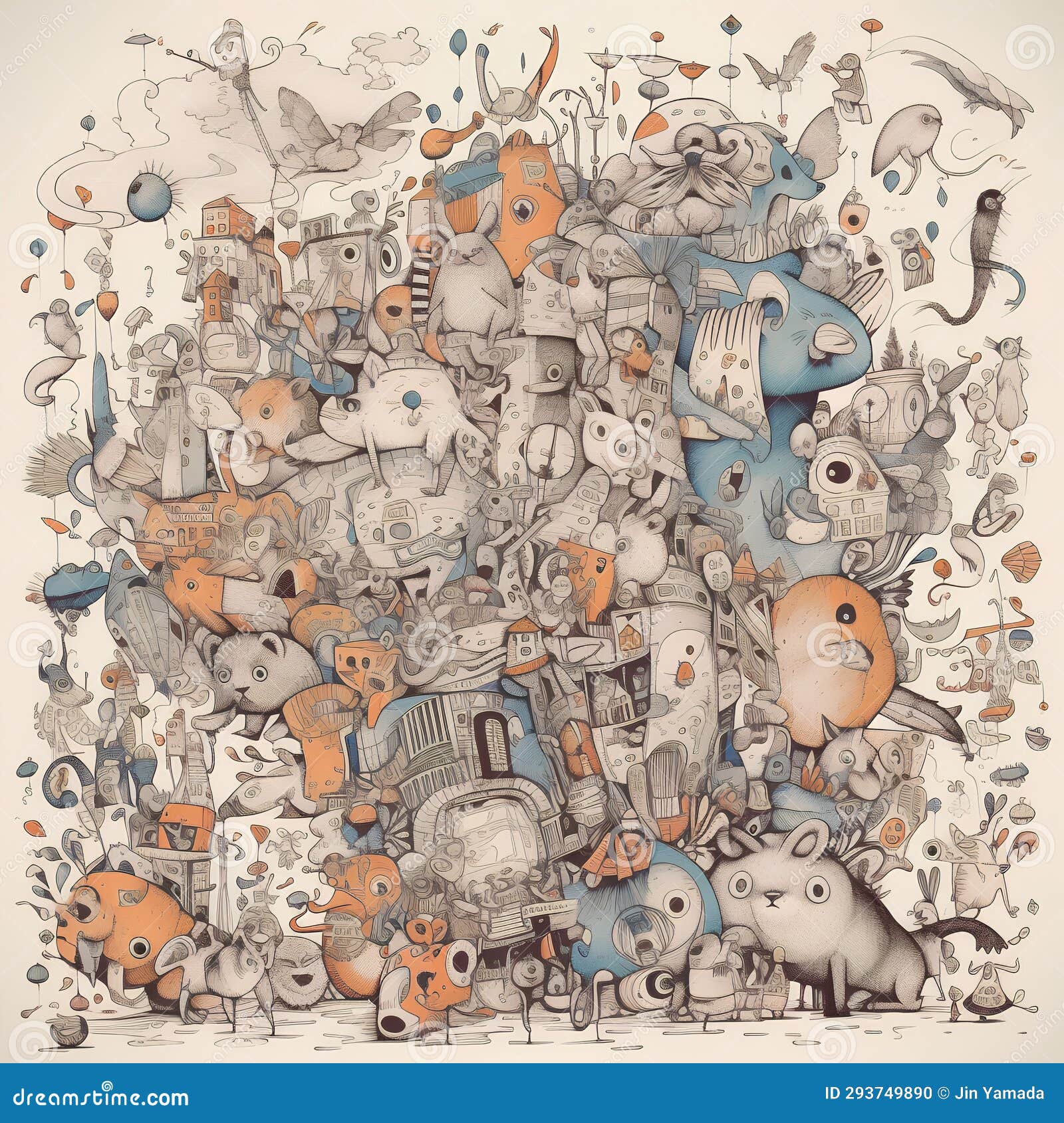 Hand Drawn Doodle Monsters and Beasts. Vector Illustration Stock ...