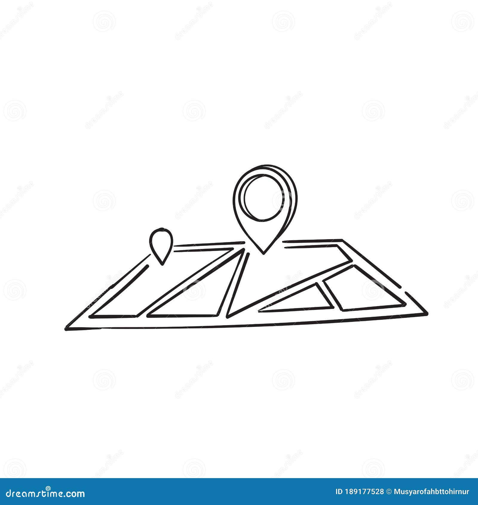 Hand Drawn Doodle Navigation Map Pin Icon with Drawing Style Stock ...
