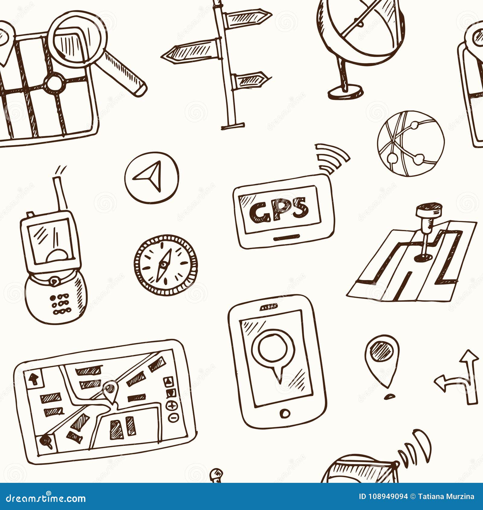 Hand Drawn Doodle Navigation Seamless Pattern Stock Vector ...