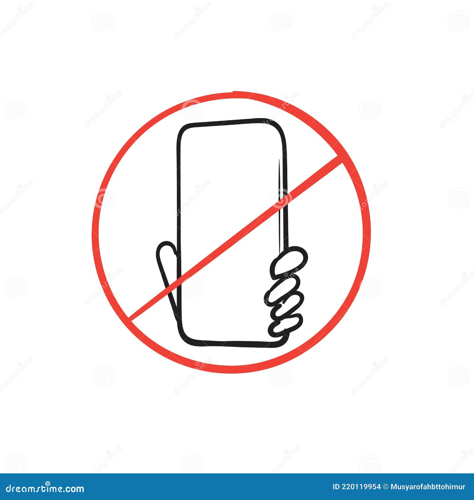 Hand Drawn Doodle No Phone Icon Illustration Vector Isolated Stock ...