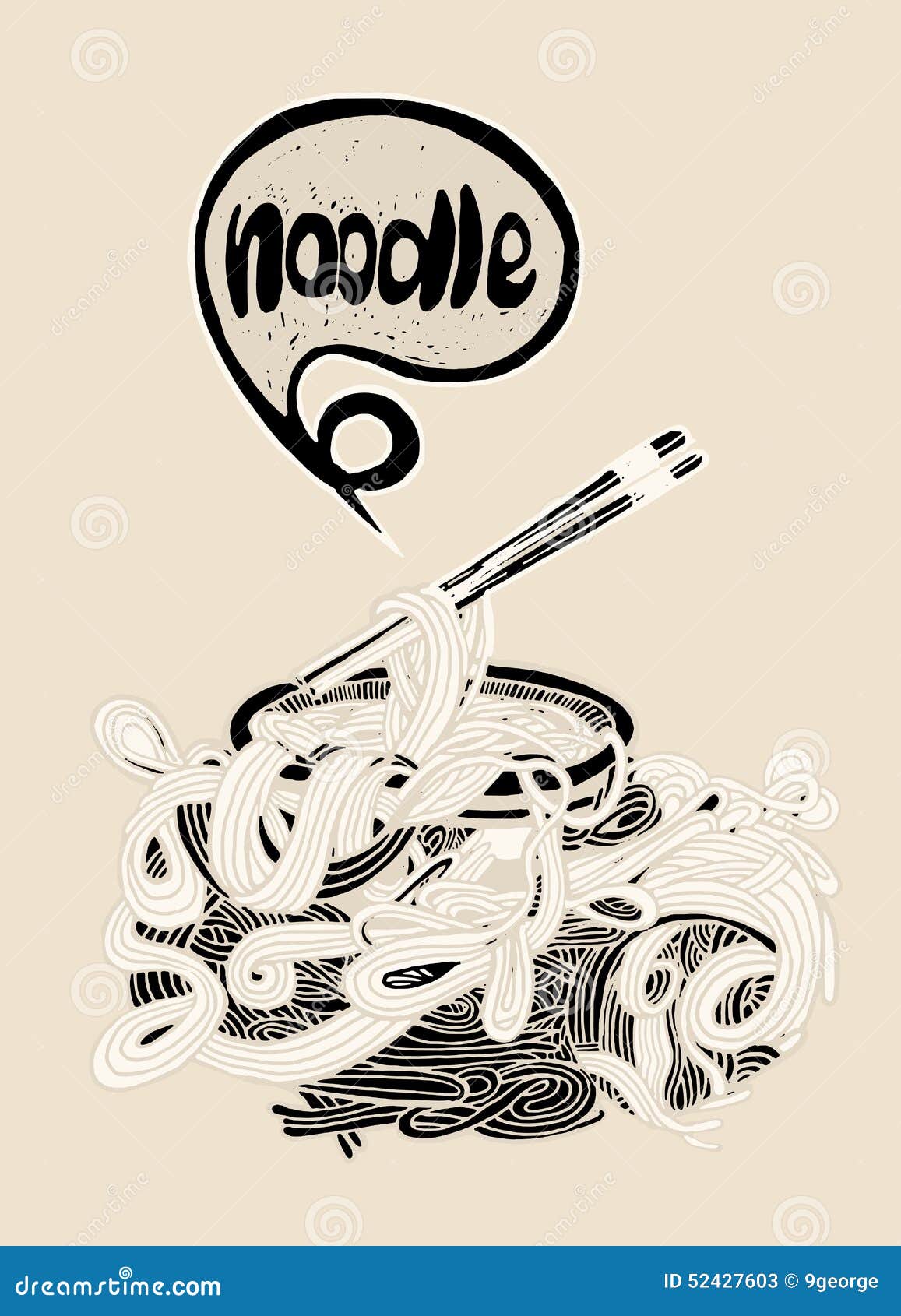 Hand Drawn Doodle Noodle Background Stock Vector - Illustration of dish ...
