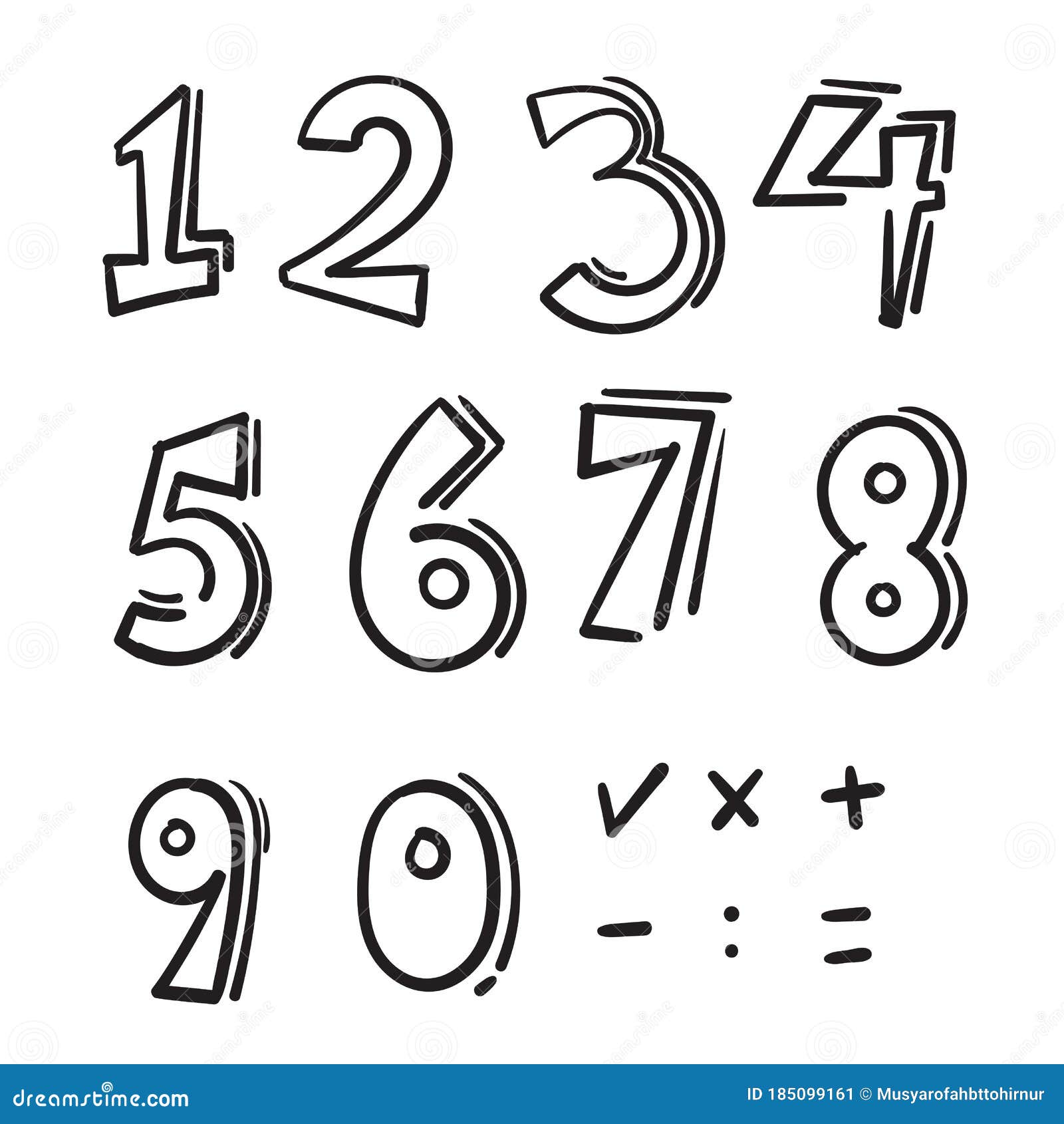 Hand Drawn Doodle Number Collection Vector Stock Vector - Illustration ...