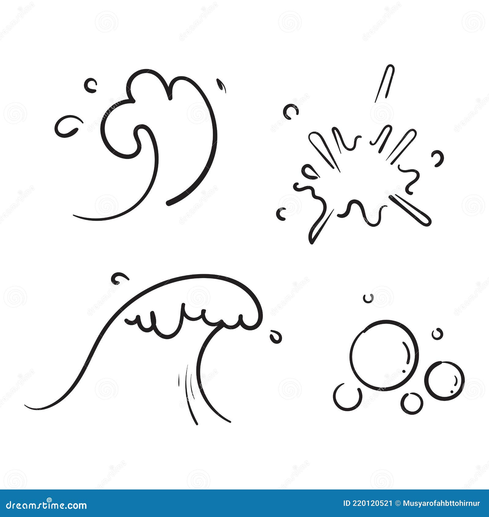 Hand Drawn Doodle Ocean Water Splash Illustration Vector Stock Vector ...
