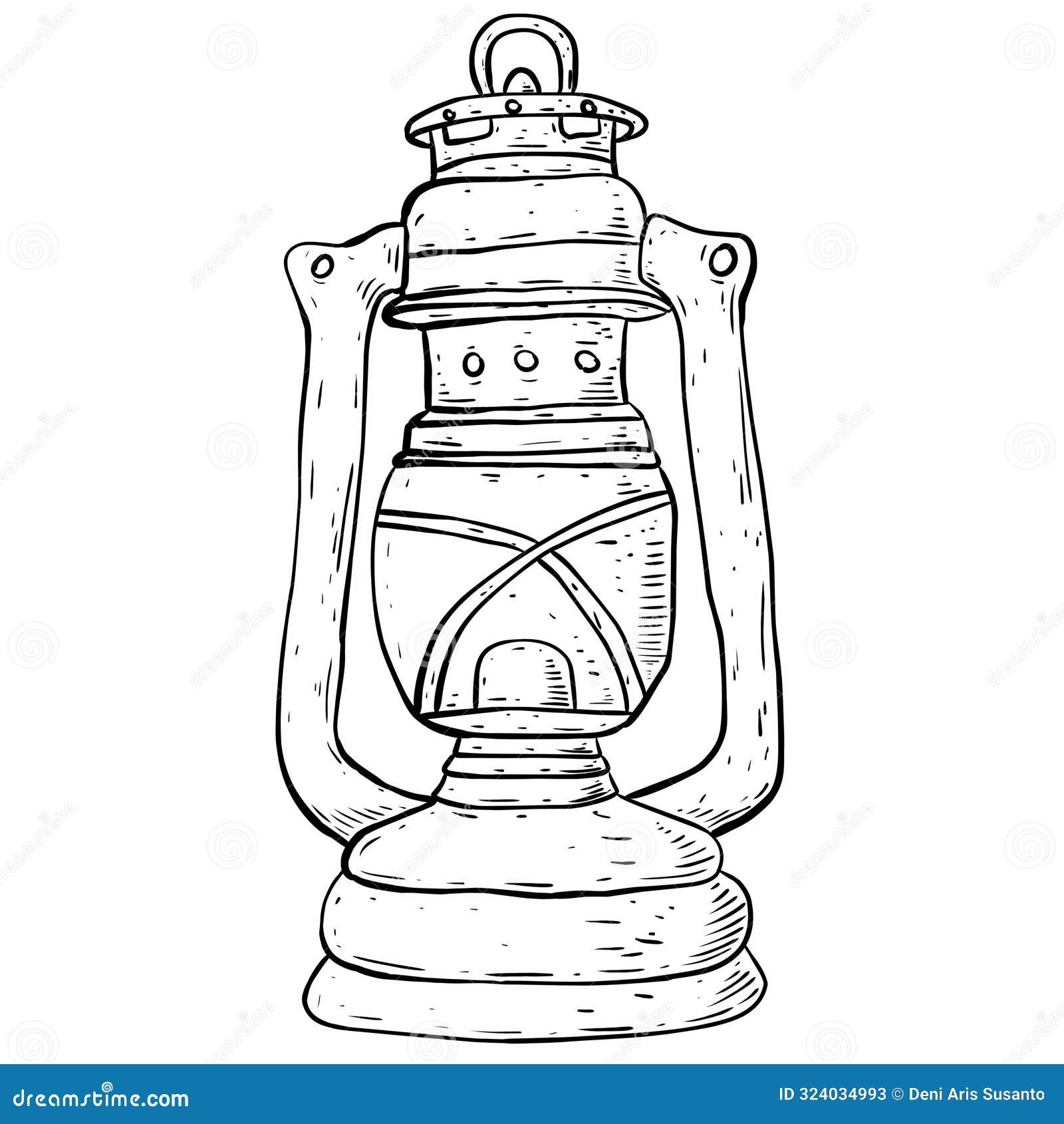 Hand drawn doodle oil lamp stock illustration. Illustration of fire ...