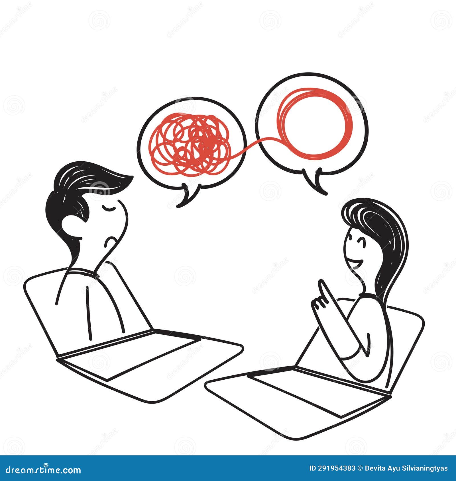 Hand Drawn Doodle Online Business Problem Solving Concept Illustration ...