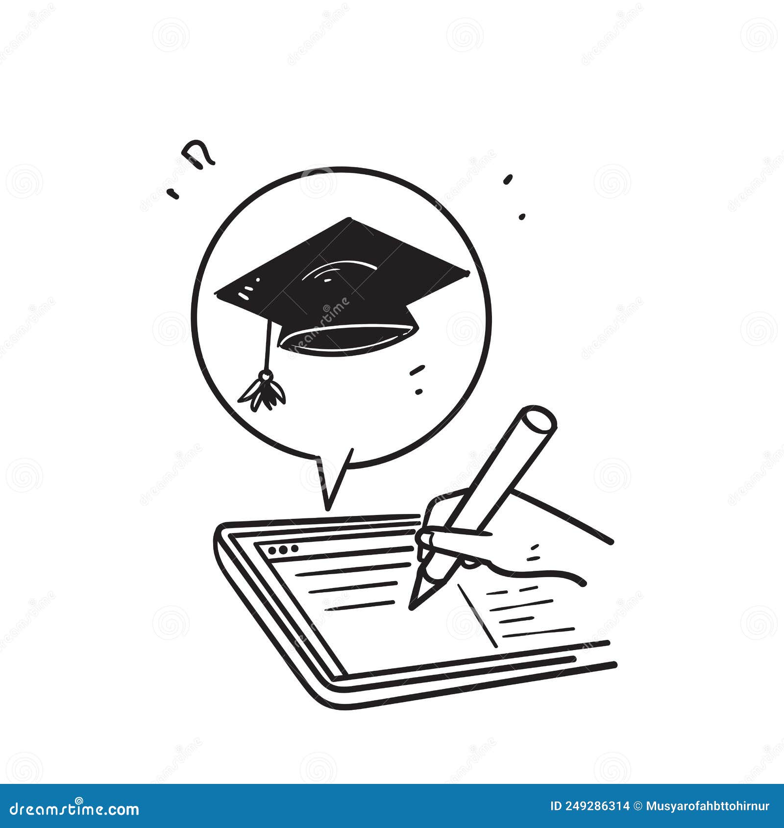 Hand Drawn Doodle Online Education on Website Illustration Vector ...