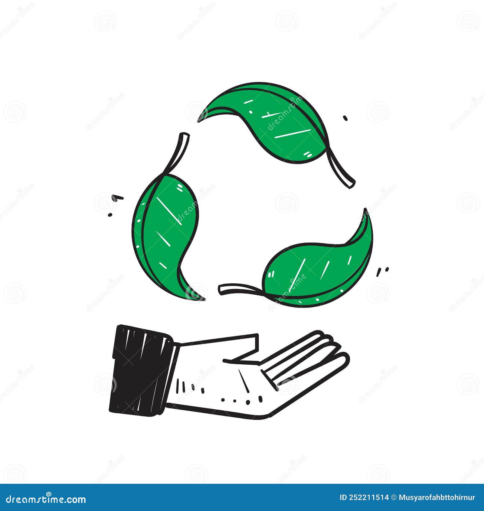 Hand Drawn Doodle Organic Recycle Icon Illustration Vector Stock Vector ...