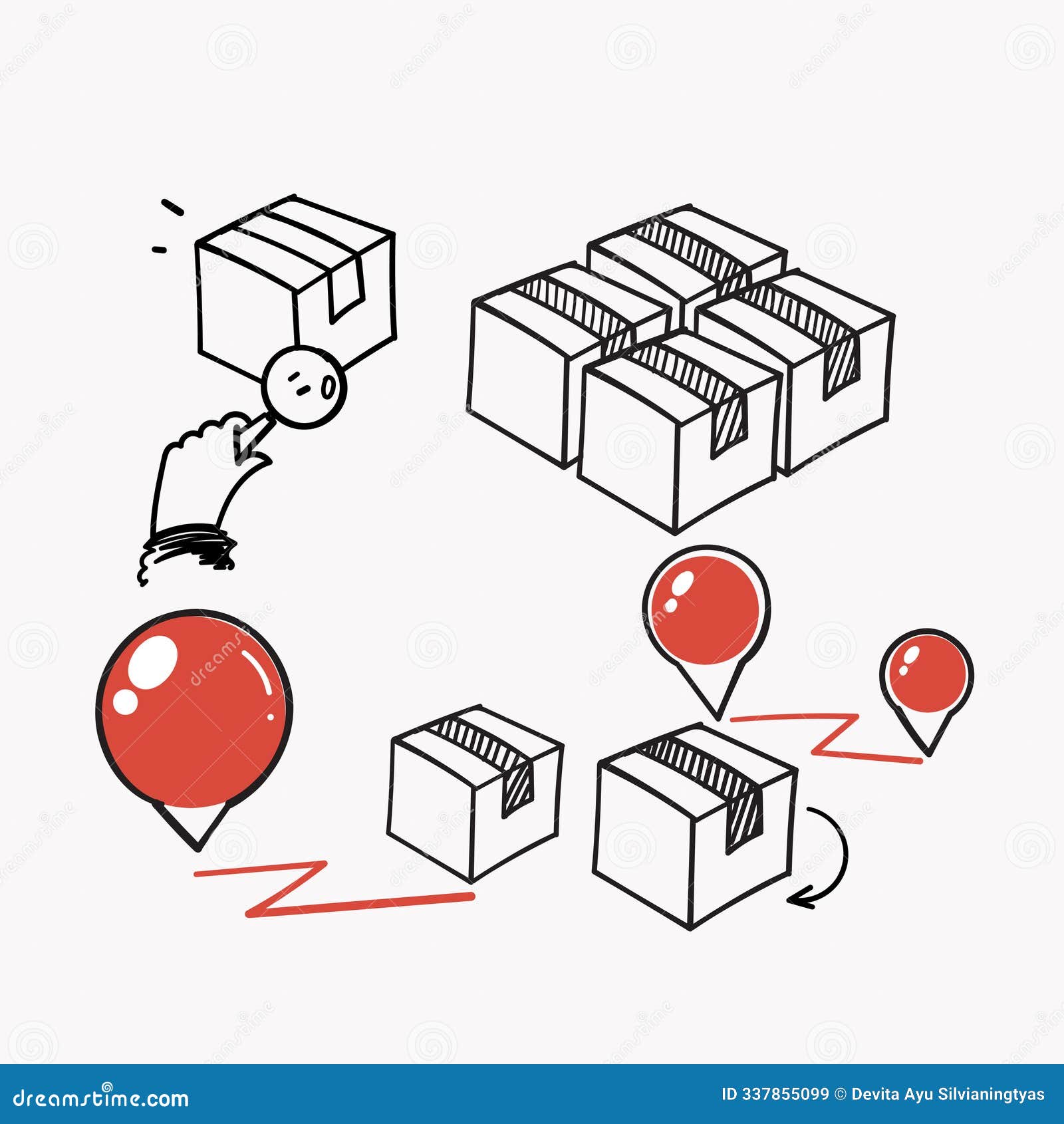 Hand Drawn Doodle Package Delivery Related Illustration Icon Stock ...