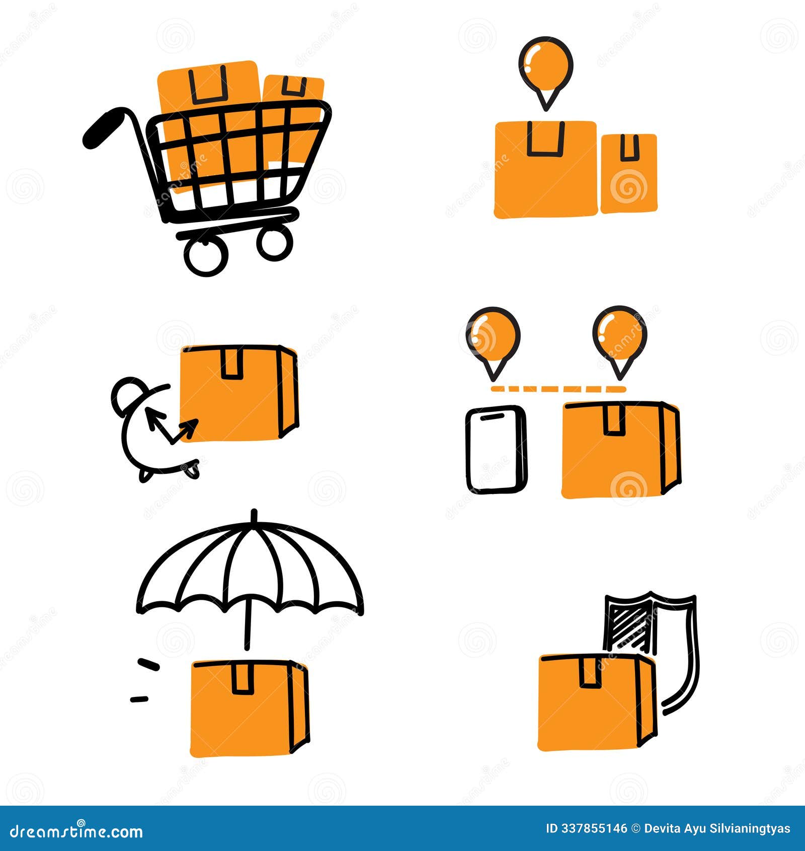Hand Drawn Doodle Package Delivery Related Illustration Icon Stock ...