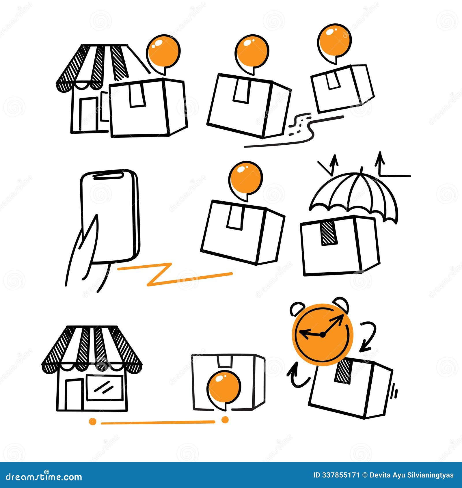 Hand Drawn Doodle Package Delivery Related Illustration Icon Stock ...