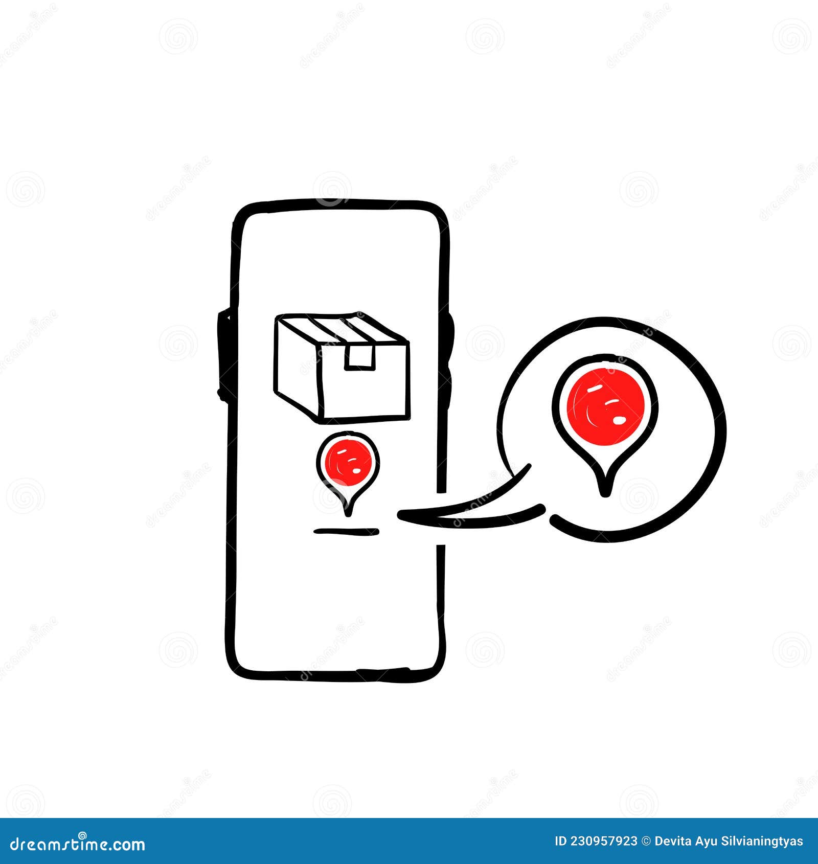 Hand Drawn Doodle Package Location Delivery Icon Illustration Vector ...