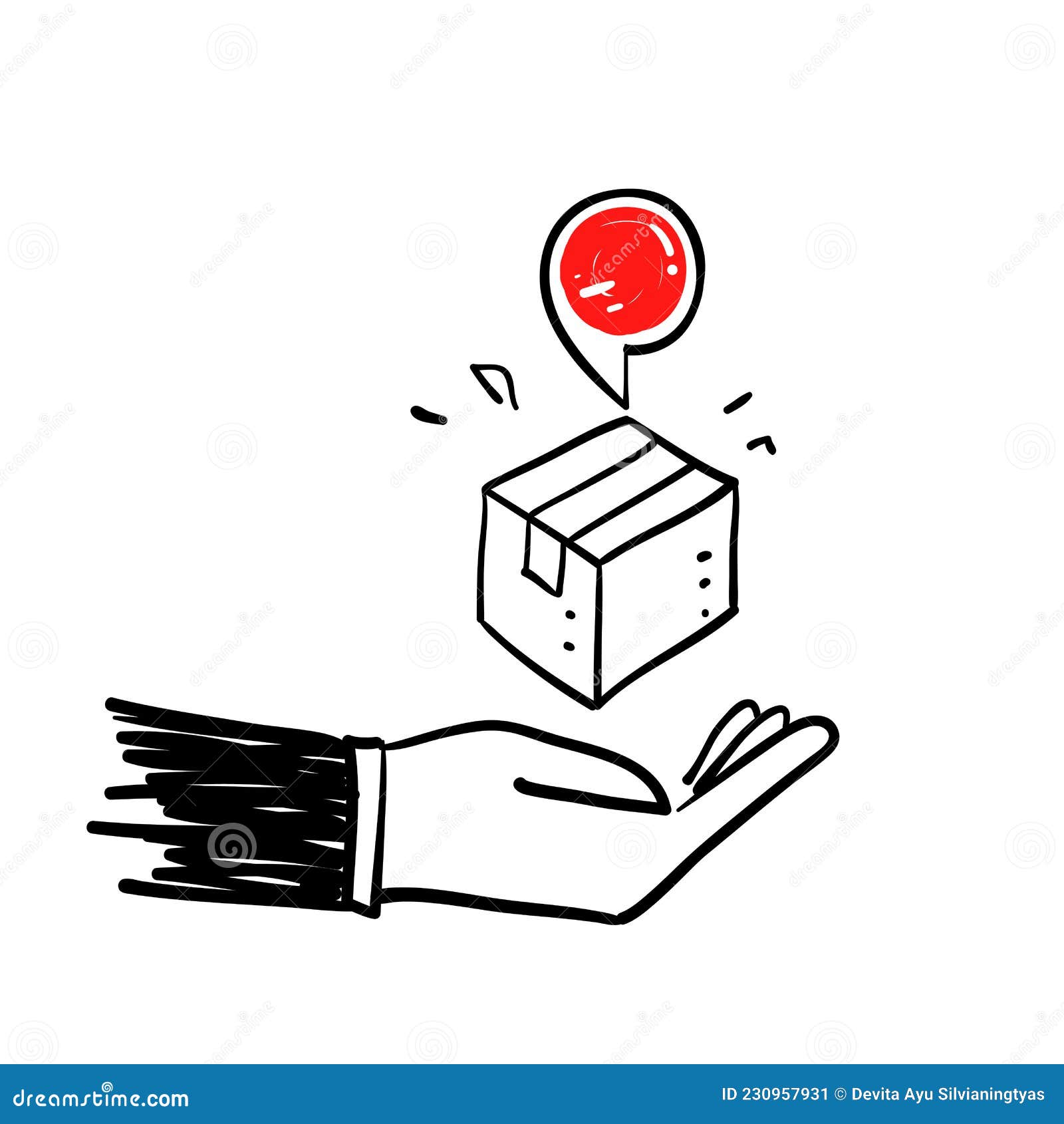 Hand Drawn Doodle Package Location Delivery Icon Illustration Vector ...
