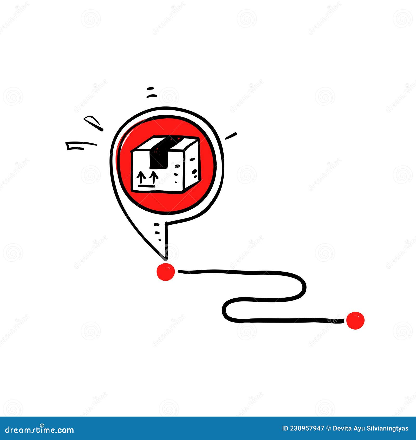 Hand Drawn Doodle Package Location Delivery Icon Illustration Vector ...
