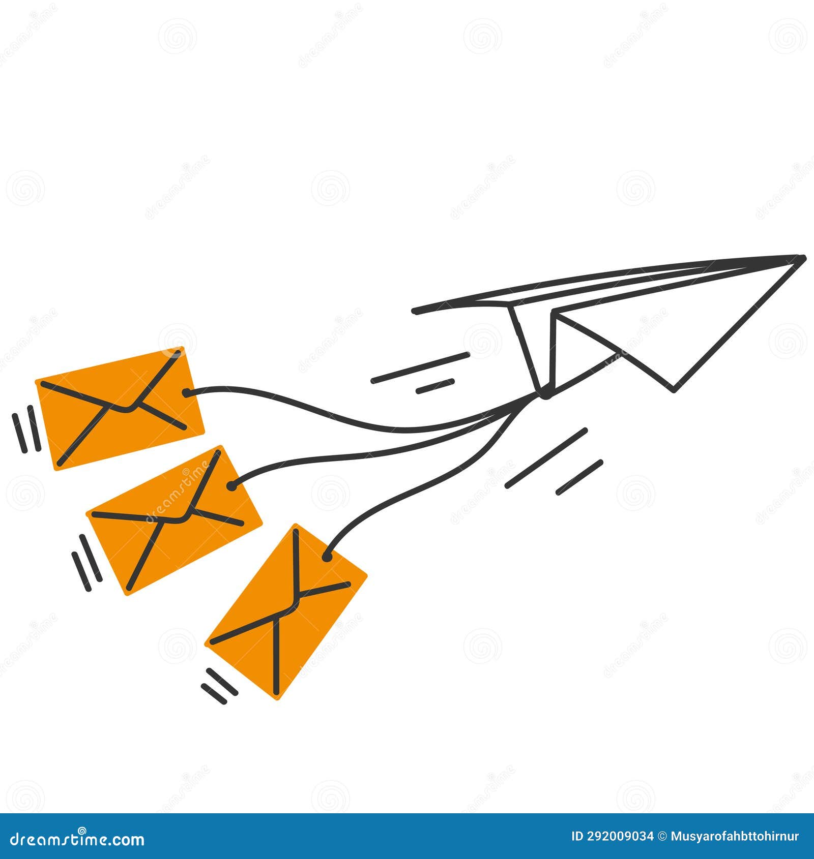 Hand Drawn Doodle Paper Plane Holding Email Illustration Stock ...