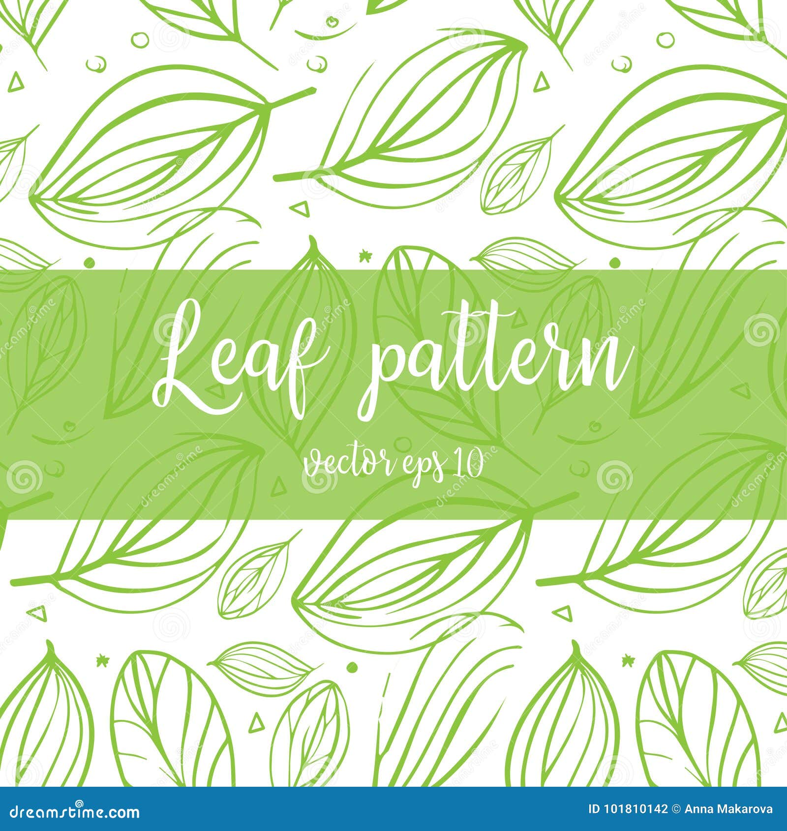Hand Drawn Doodle Pattern with Leaves Stock Illustration - Illustration ...