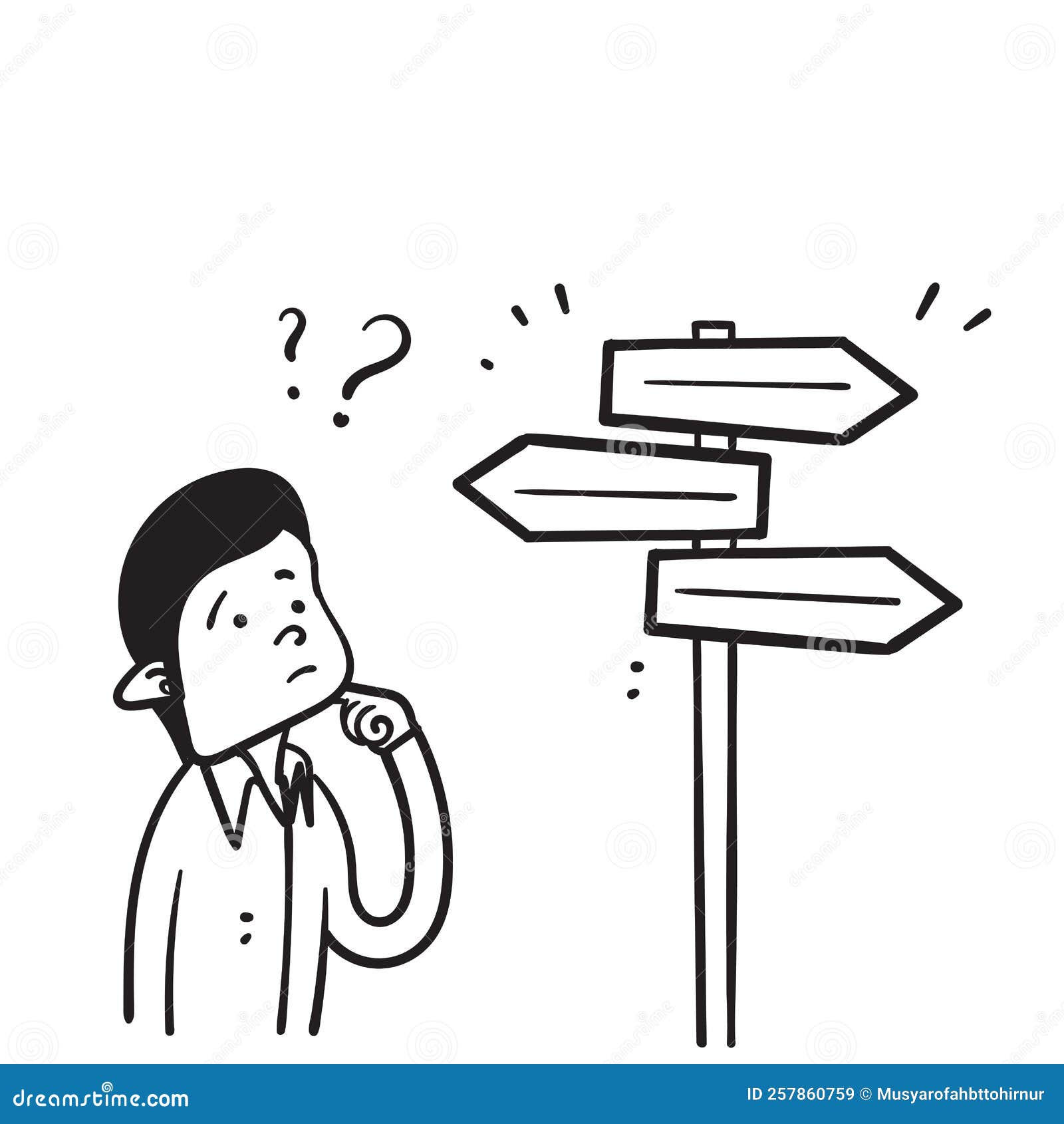 Hand Drawn Doodle People Confusing Direction Choice Illustration Vector ...