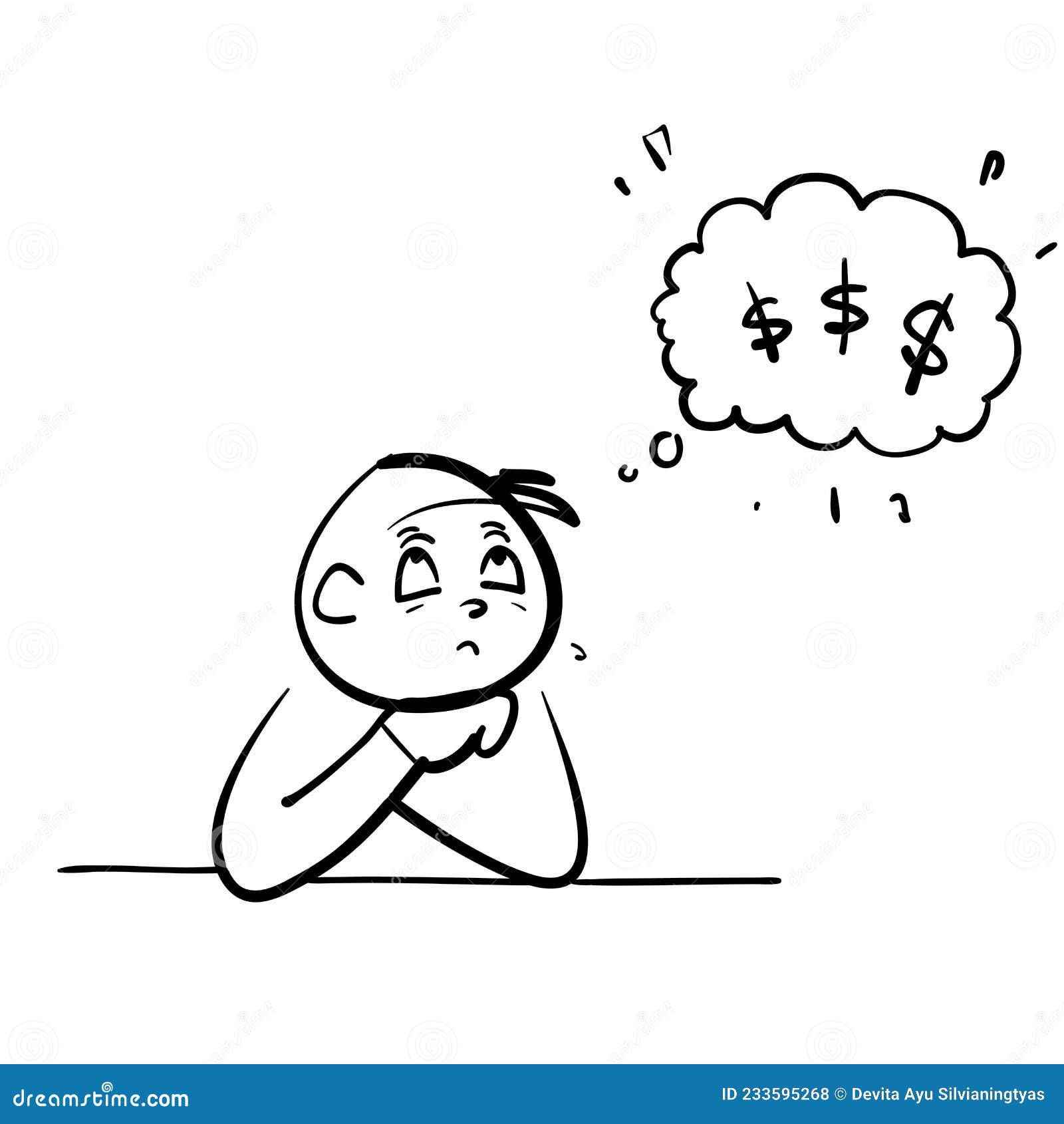 Hand Drawn Doodle People Thinking Money Illustration Vector Isolated ...