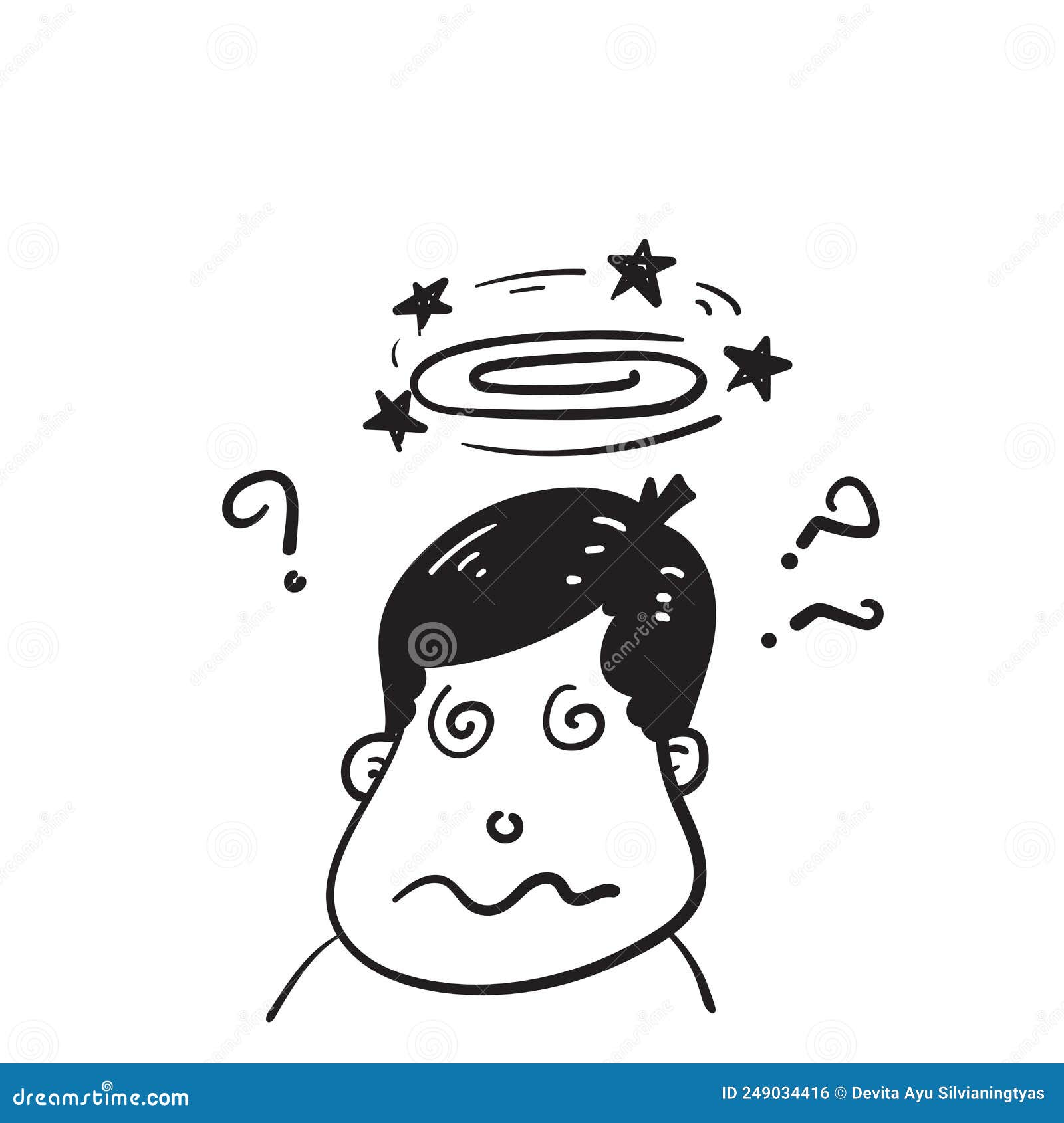 Hand Drawn Doodle Person Confused and Dizzy Illustration Vector Stock ...