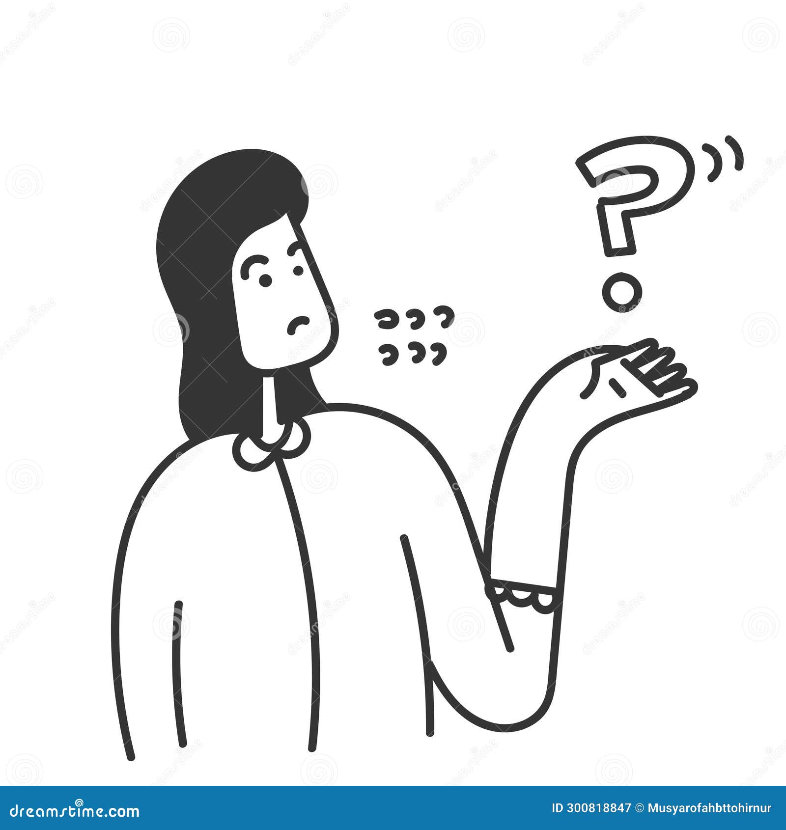 Hand Drawn Doodle Person Doubts with Question Mark Symbol Illustration ...