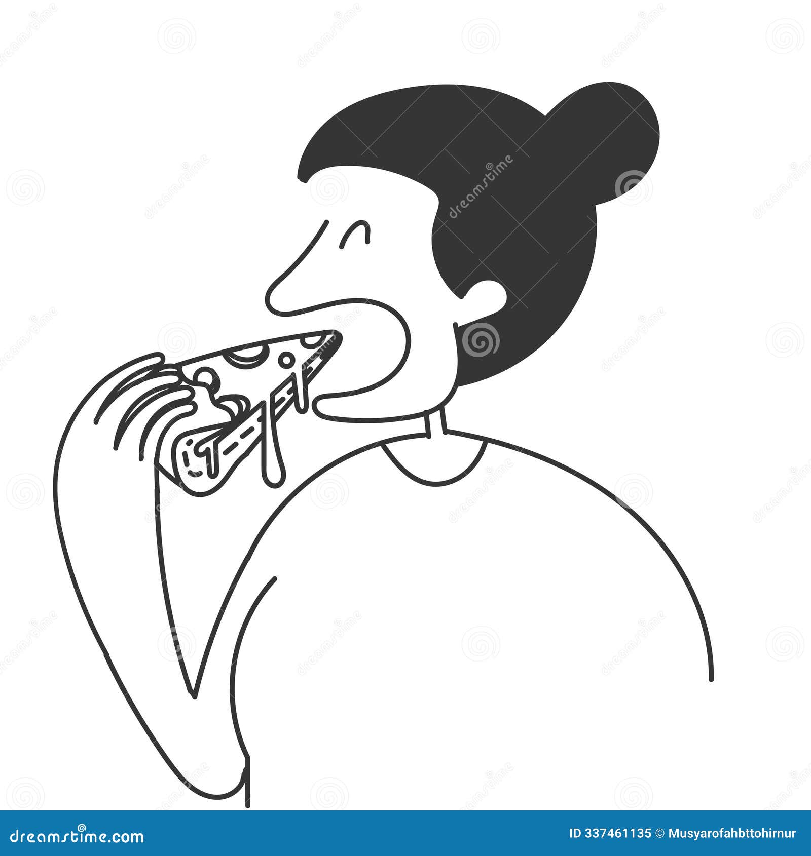 Hand Drawn Doodle Person Eat Pizza Illustration Stock Illustration ...