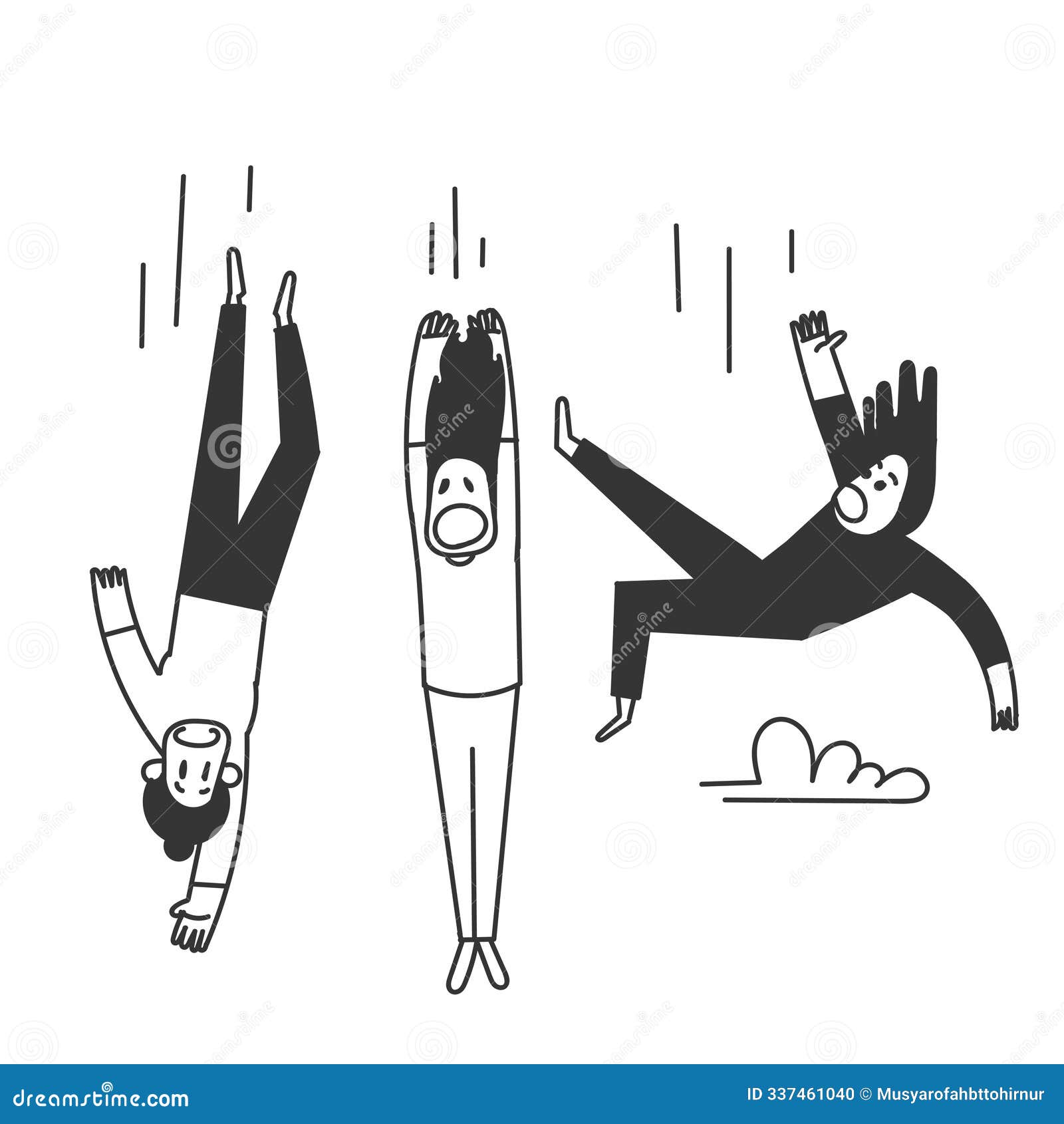 Hand Drawn Doodle Person Falling From The Sky Illustration ...