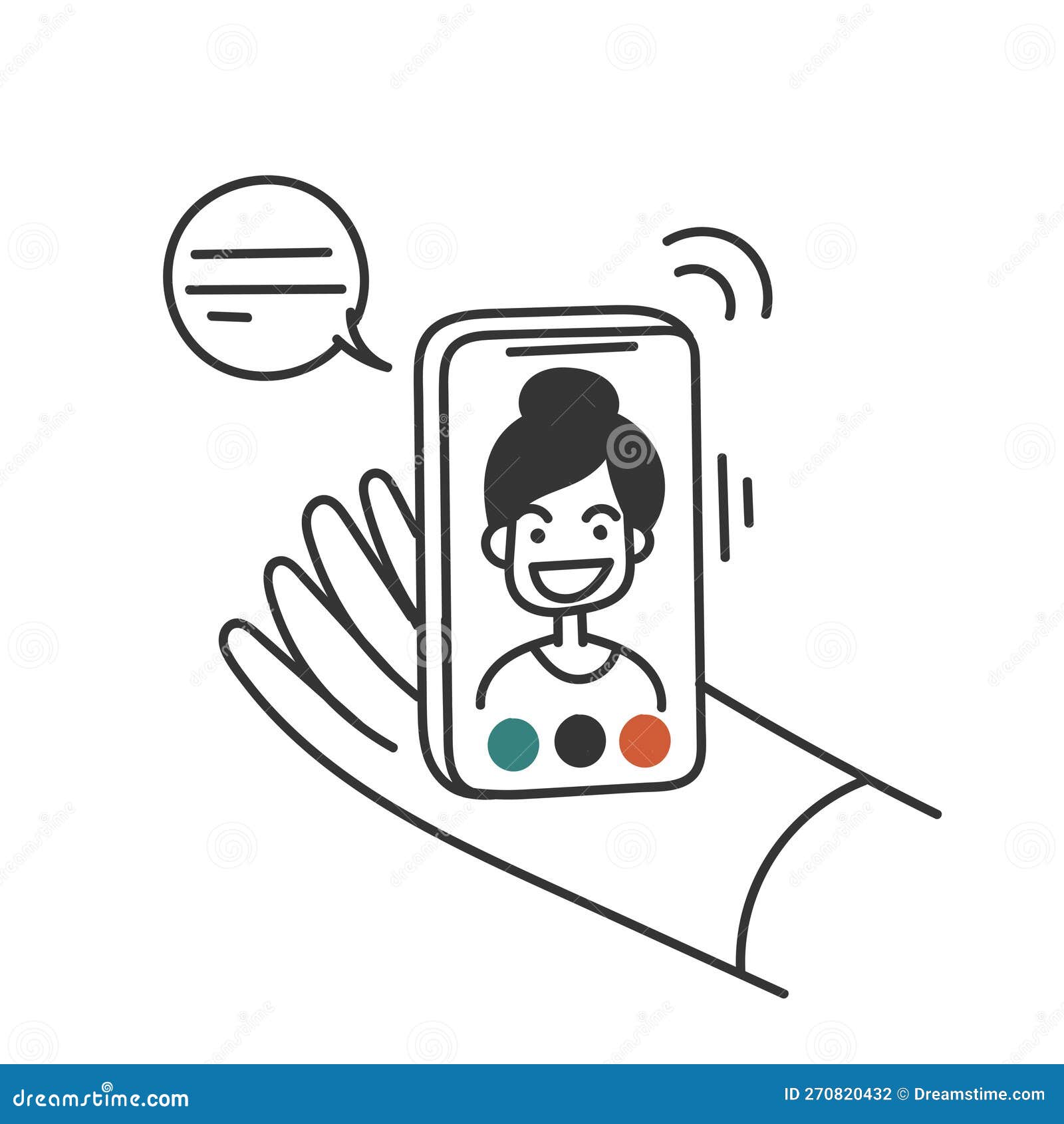 Hand Drawn Doodle Person Having a Video Call Illustration Vector Stock ...