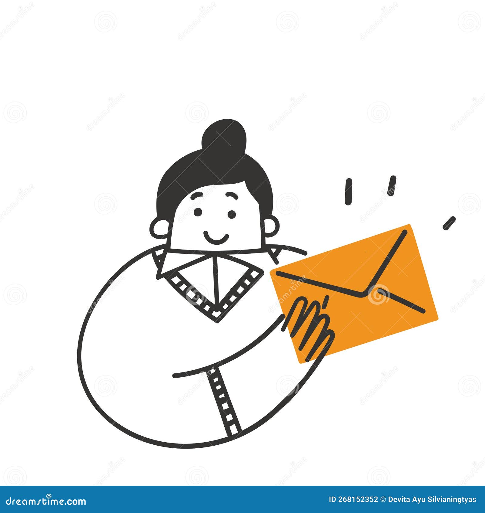 Hand Drawn Doodle Person Holding Envelope Email Illustration Stock ...