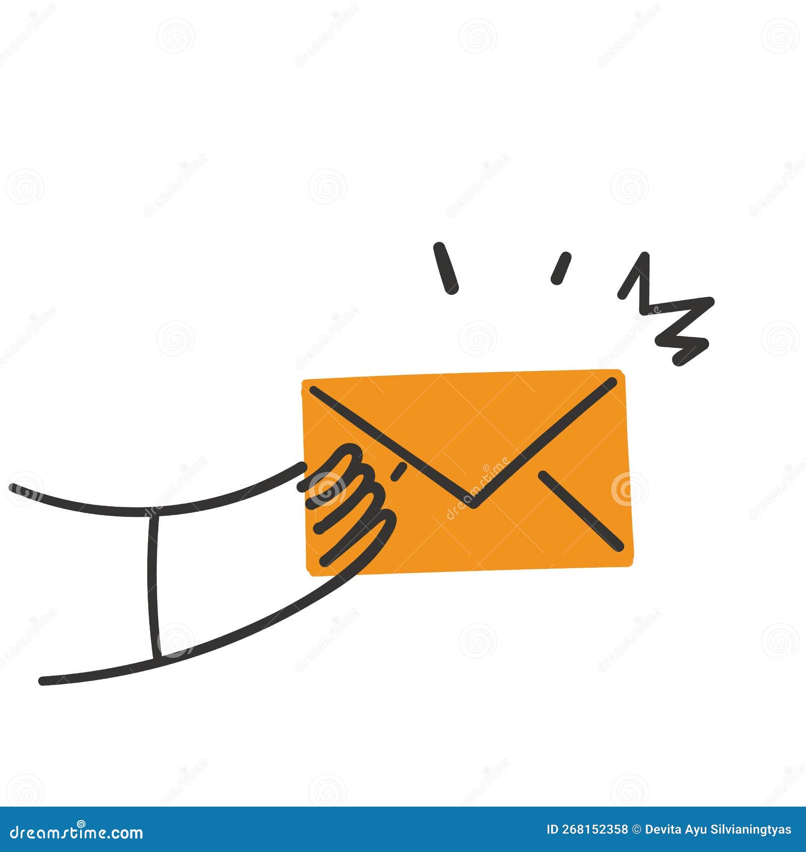 Hand Drawn Doodle Person Holding Envelope Email Illustration Stock ...