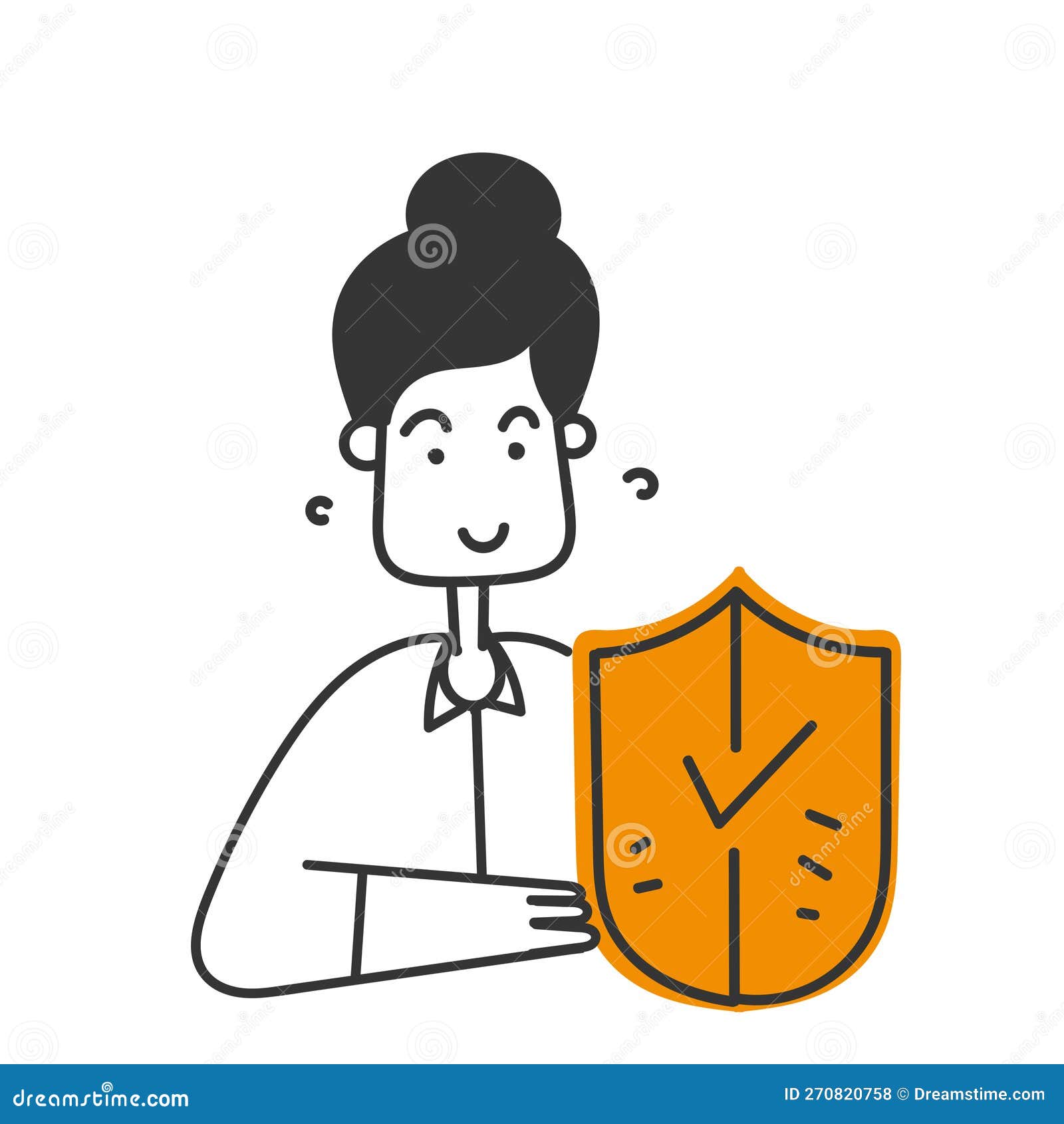 Hand Drawn Doodle Person Holding Shield Illustration Vector Stock ...