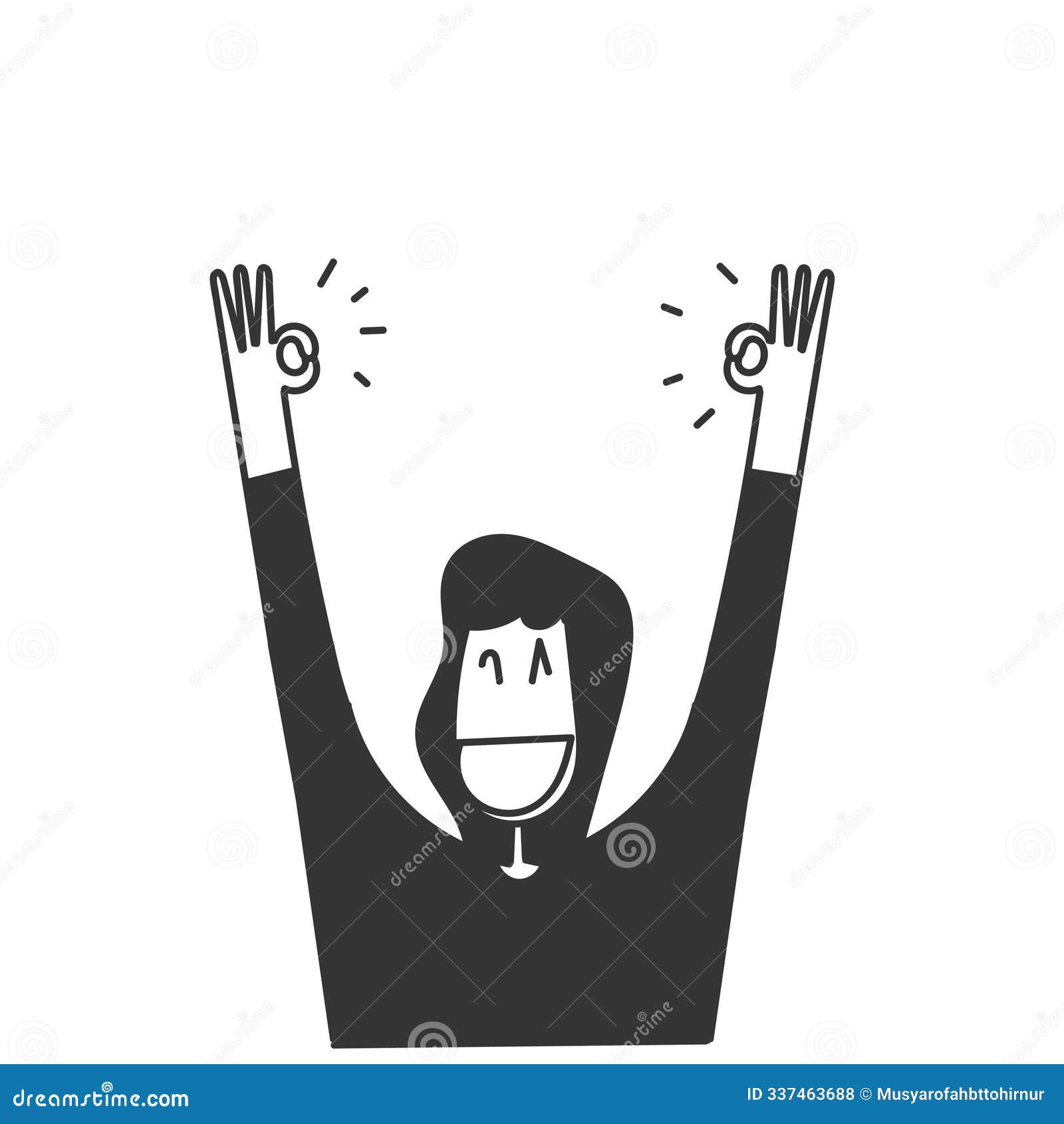 Hand Drawn Doodle Person with Hand Ok Sign Stock Illustration ...