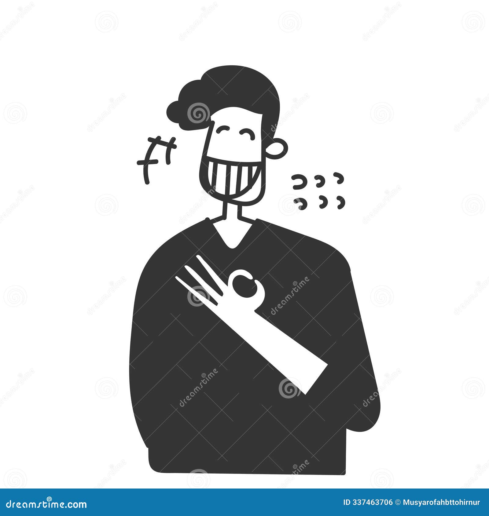 Hand Drawn Doodle Person with Hand Ok Sign Stock Illustration ...