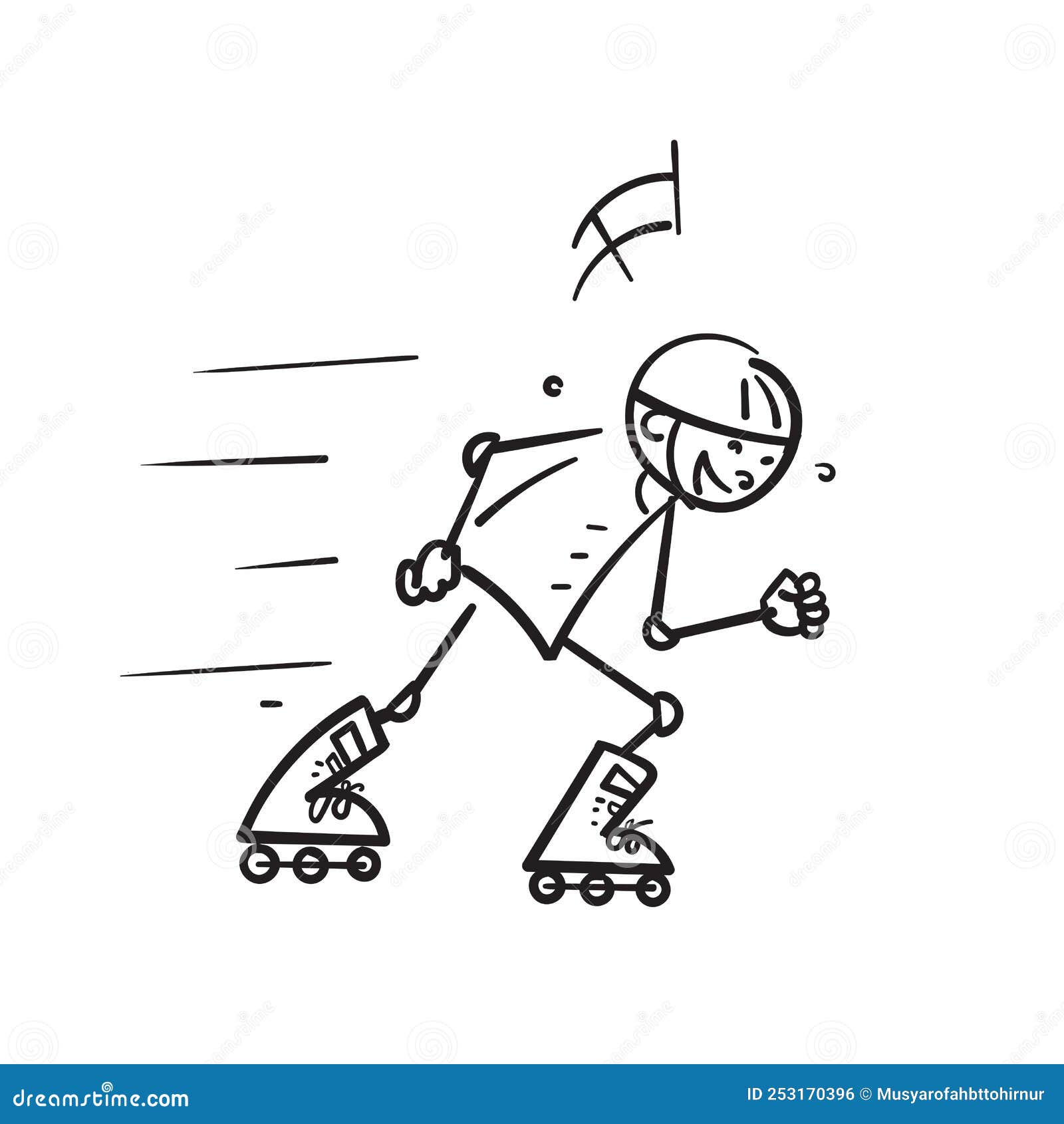 Hand Drawn Doodle Person Play Inline Skate Illustration Vector Stock ...