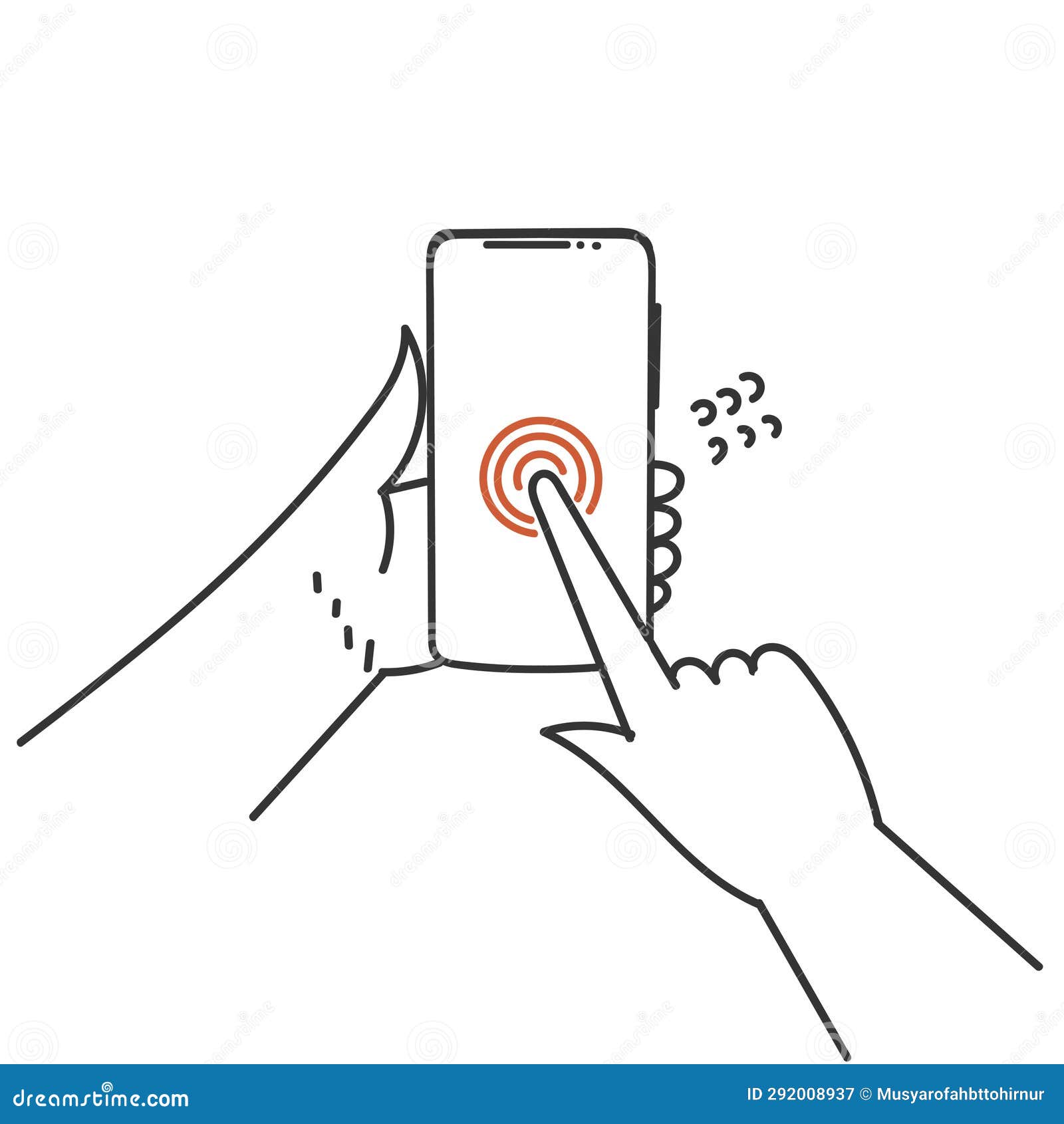 Hand Drawn Doodle Person Hand Touch Smartphone Icon Stock Vector ...