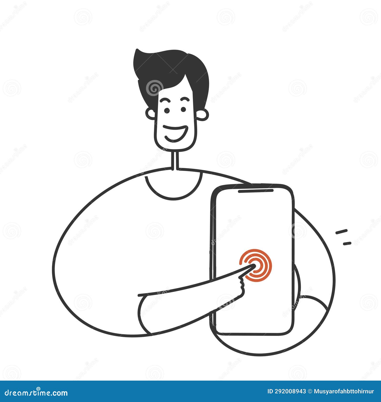 Hand Drawn Doodle Person Hand Touch Smartphone Icon Stock Vector ...