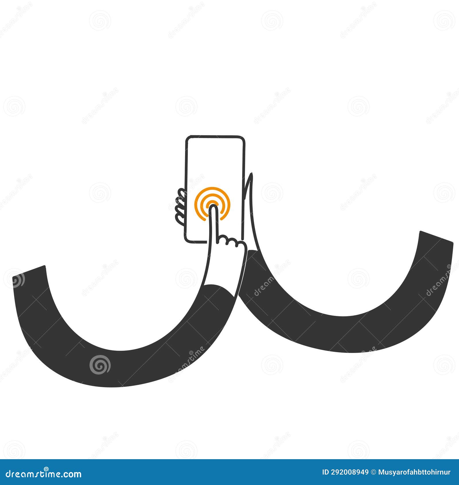 Hand Drawn Doodle Person Hand Touch Smartphone Icon Stock Vector ...