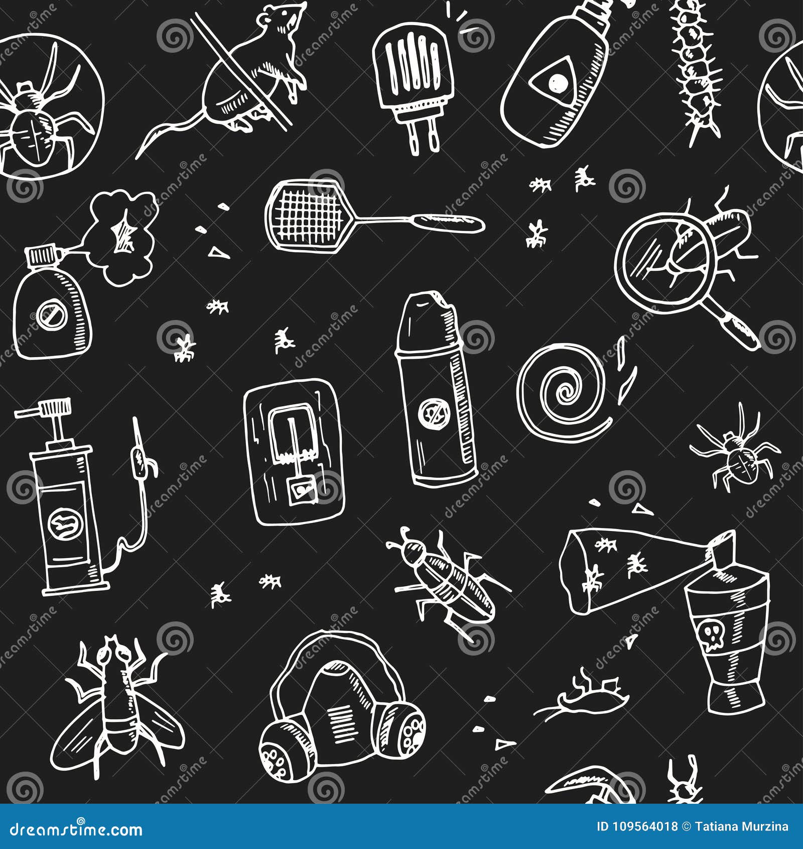 Hand Drawn Doodle Pest Control Seamless Pattern Stock Vector ...