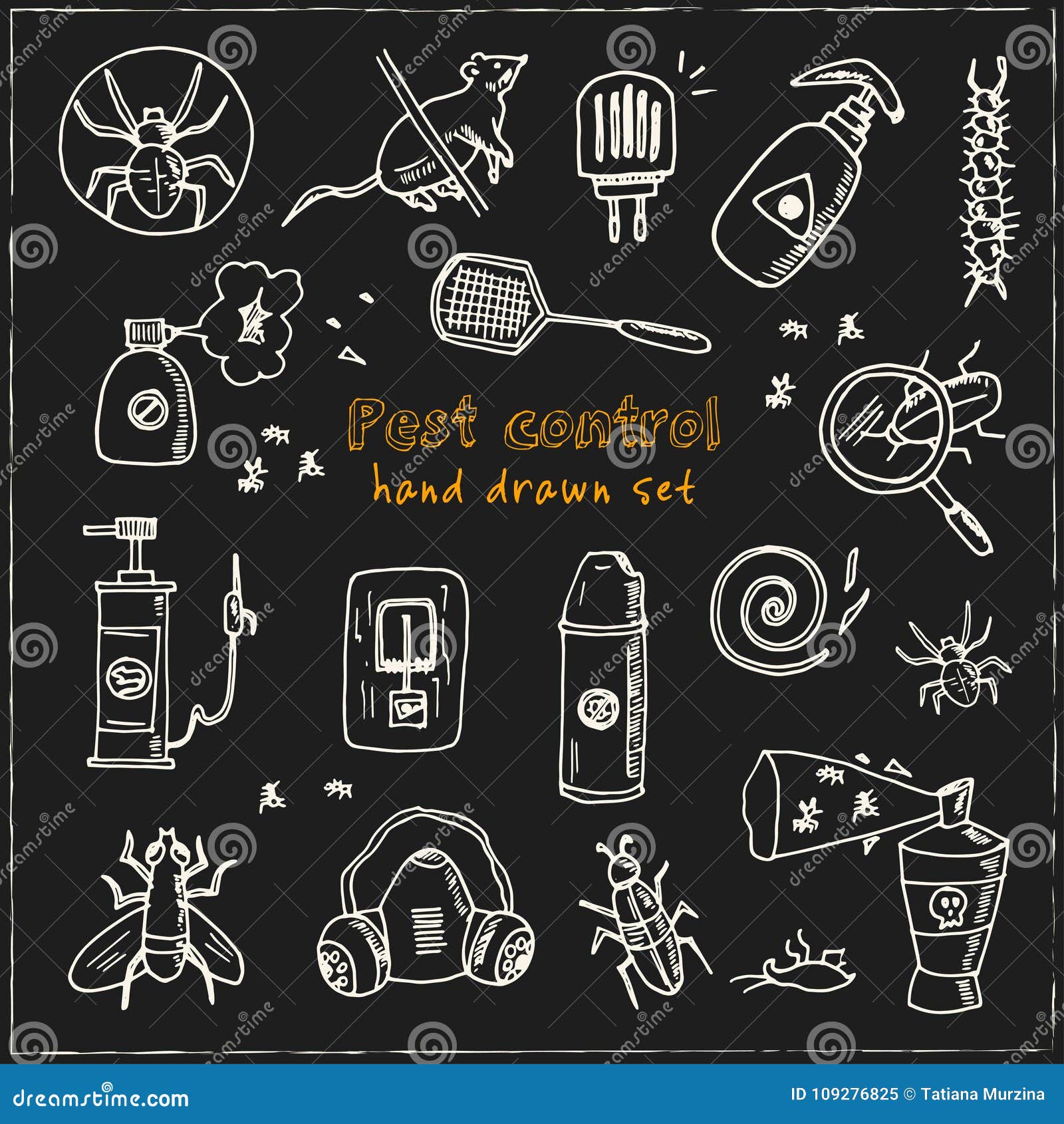 Hand Drawn Doodle Pest Control Set Stock Vector - Illustration of mouse ...
