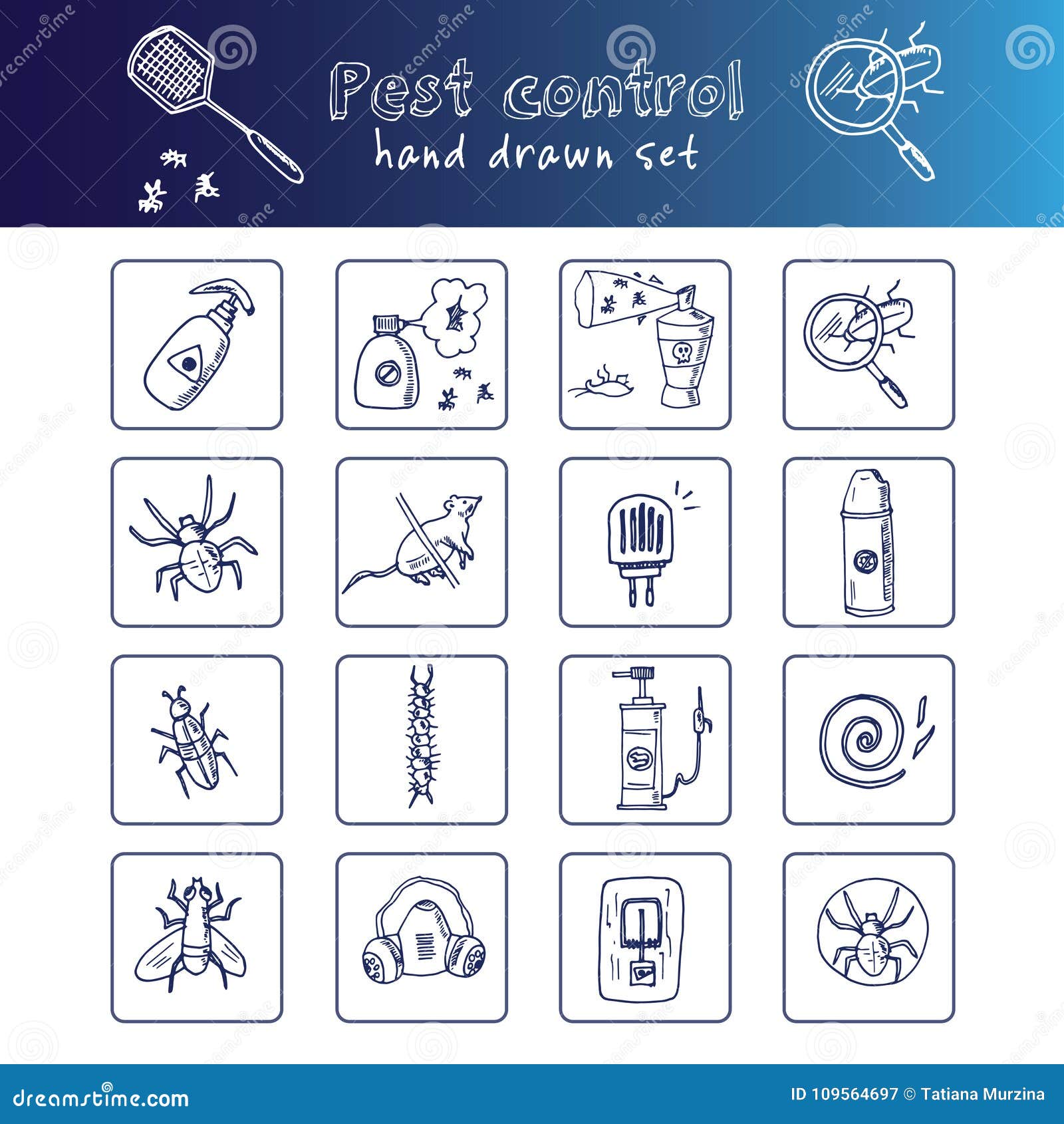 Hand Drawn Doodle Pest Control Set Stock Vector - Illustration of ...