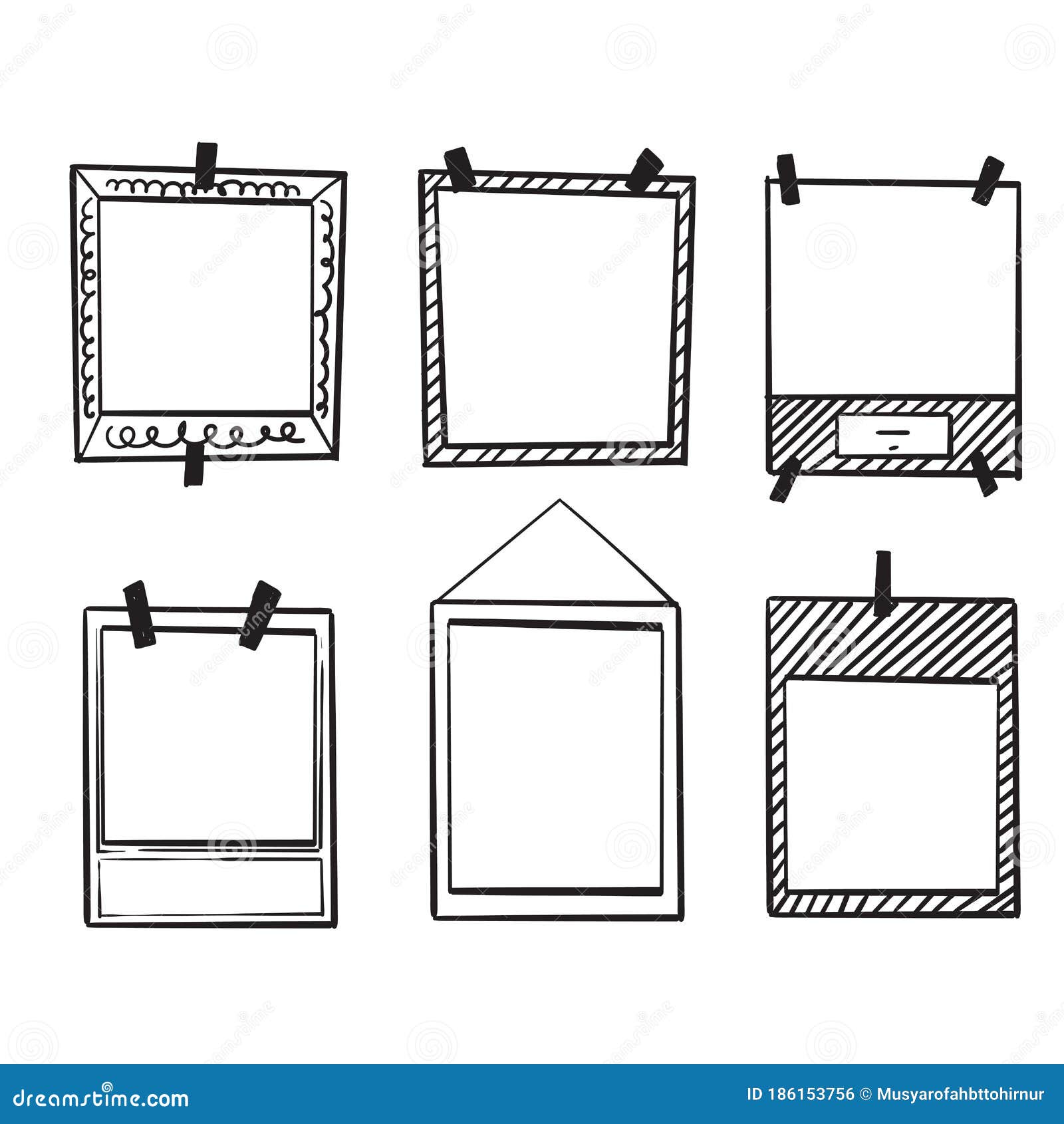 Hand Drawn Doodle Photo Frame Collection Illustration Stock Vector ...