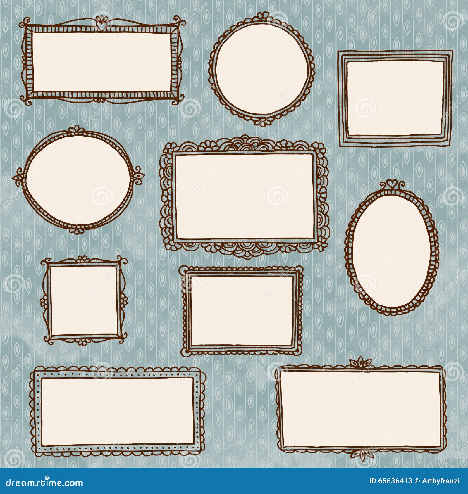 Hand Drawn Doodle Picture Frames on Wallpaper Stock Vector ...