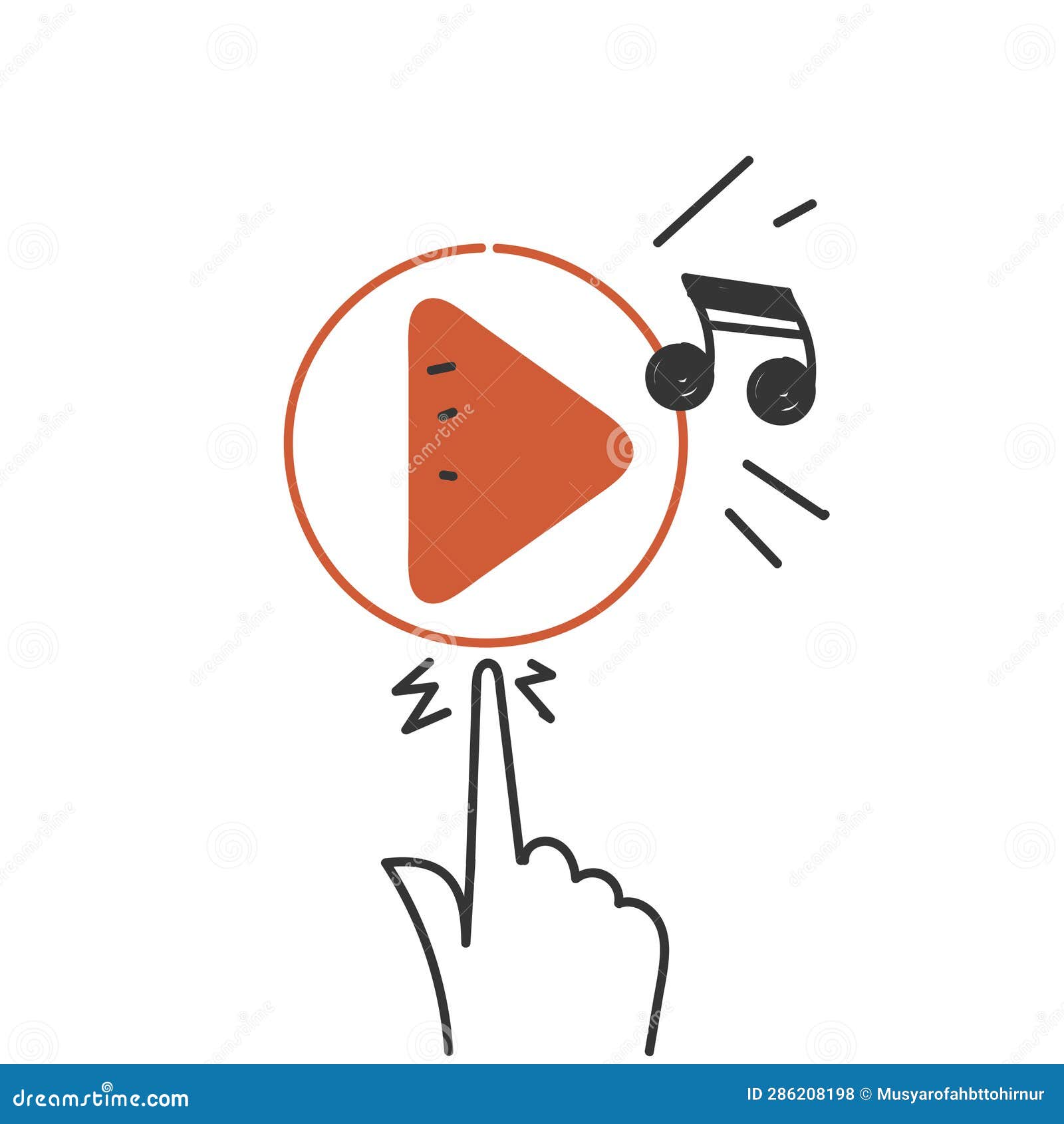 Hand Drawn Doodle Play Music Button Icon Illustration Stock ...