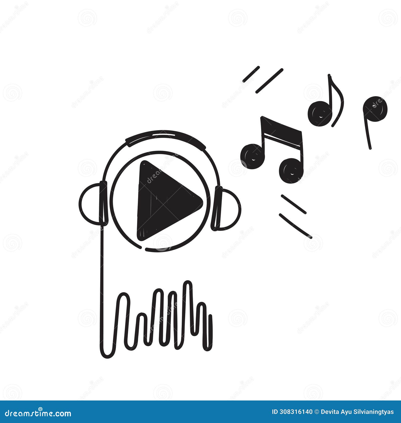Hand Drawn Doodle Play Music Button Illustration Vector Stock Vector ...