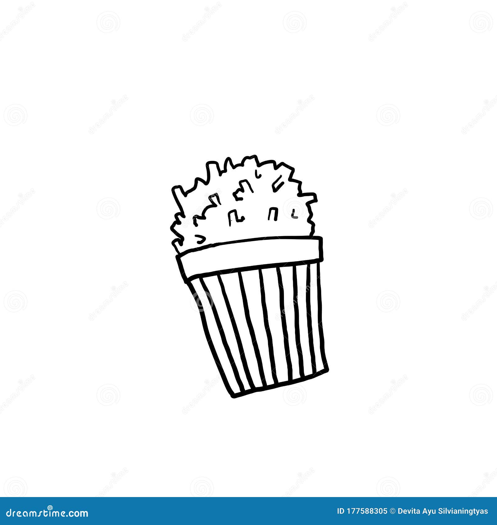 Hand Drawn Doodle Popcorn Illustration with Cartoon Style Vector Stock ...