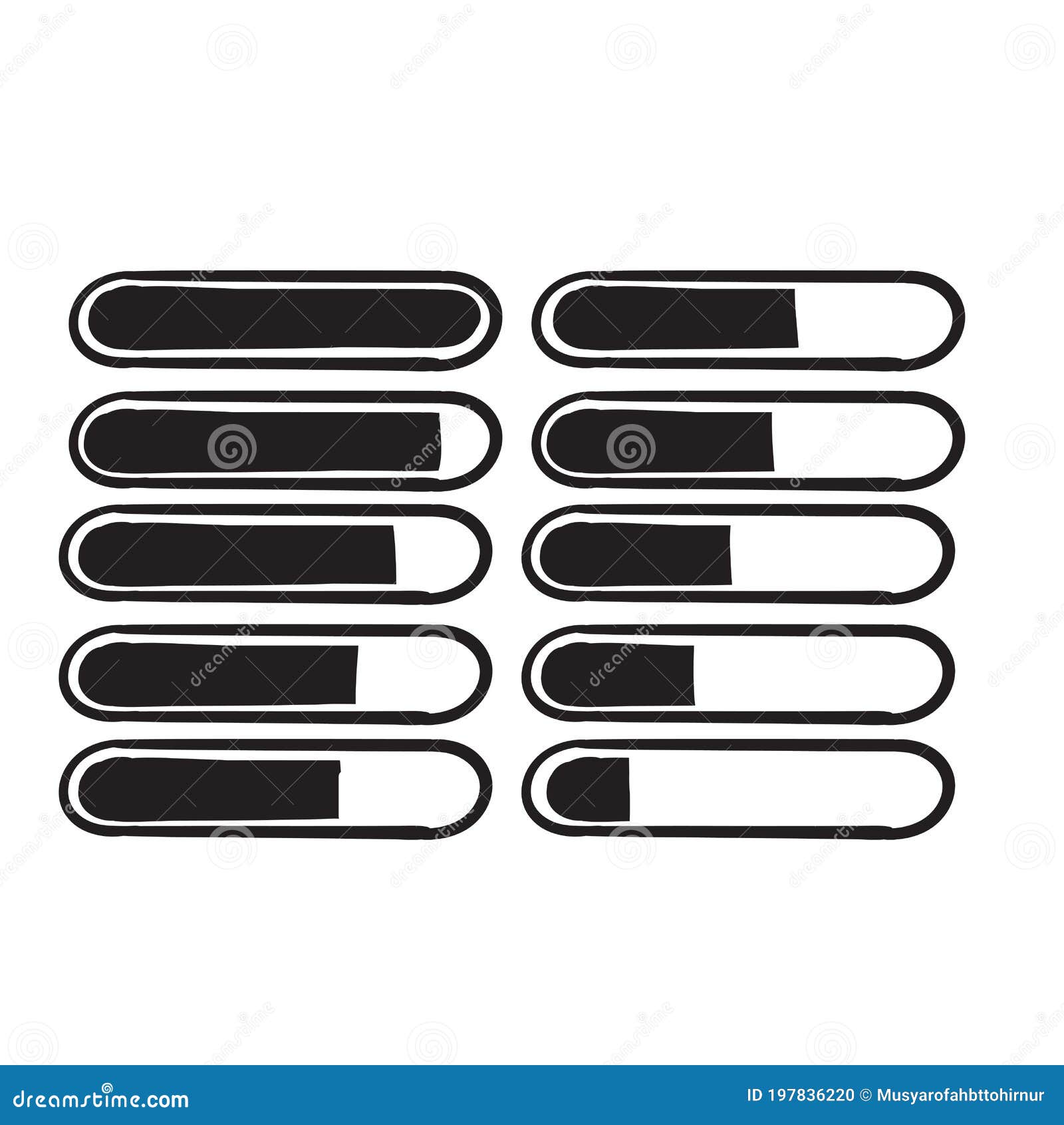 Hand Drawn Doodle Process Bar Set Illustration Vector Isolated ...