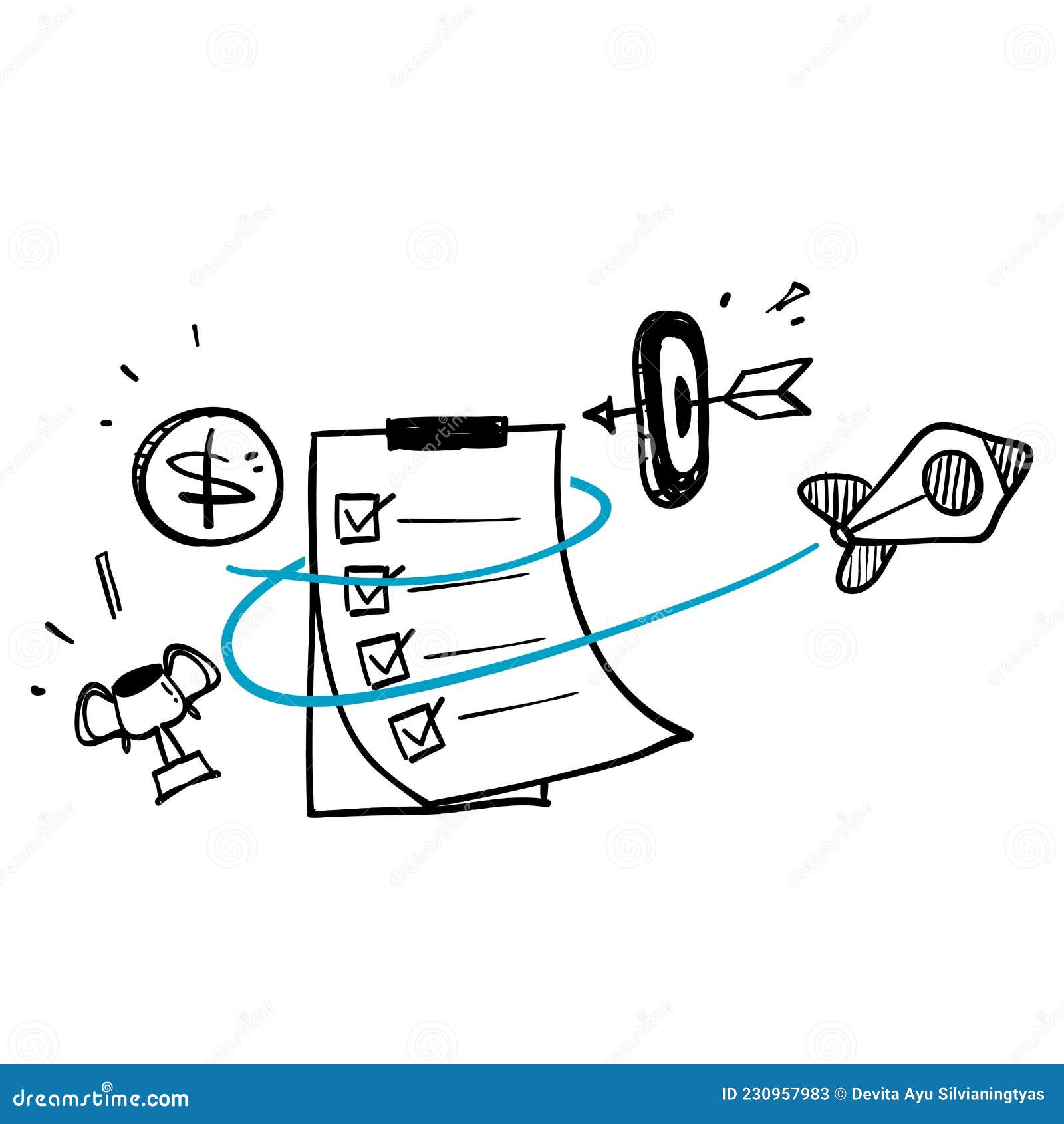 Hand Drawn Doodle Project Management Related Icon Illustration Vector ...