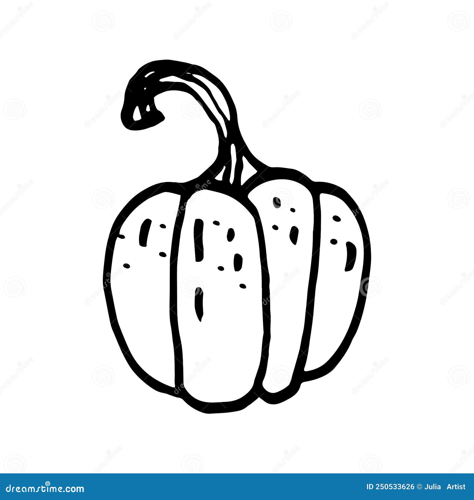 Hand-drawn doodle pumpkin stock vector. Illustration of drawn - 250533626